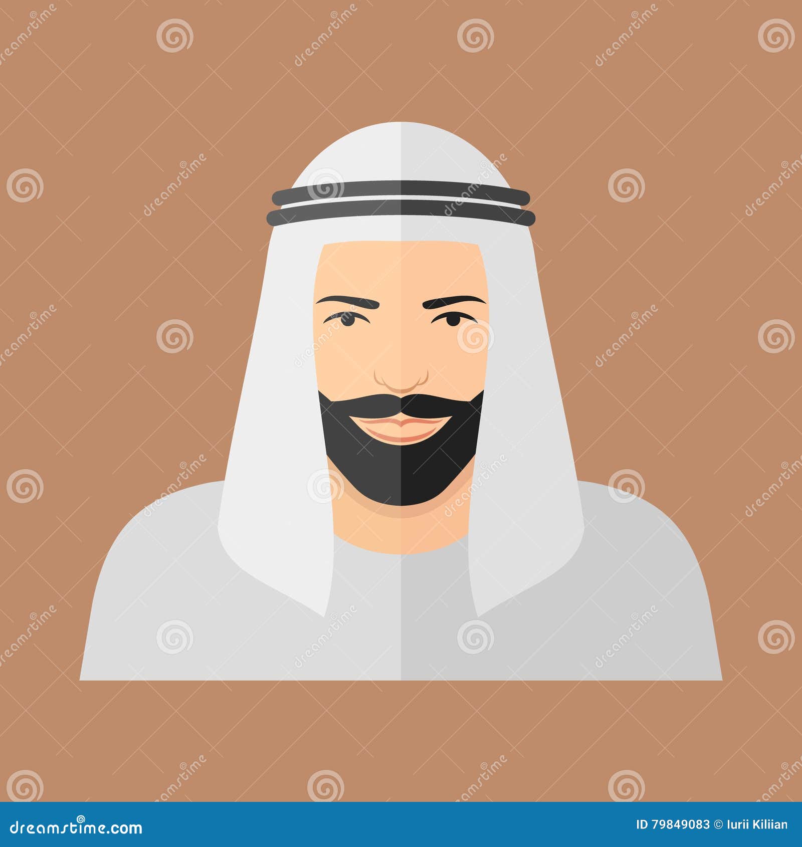 Arabian Man Face Flat Icon. Male Bearded Character Stock Vector ...