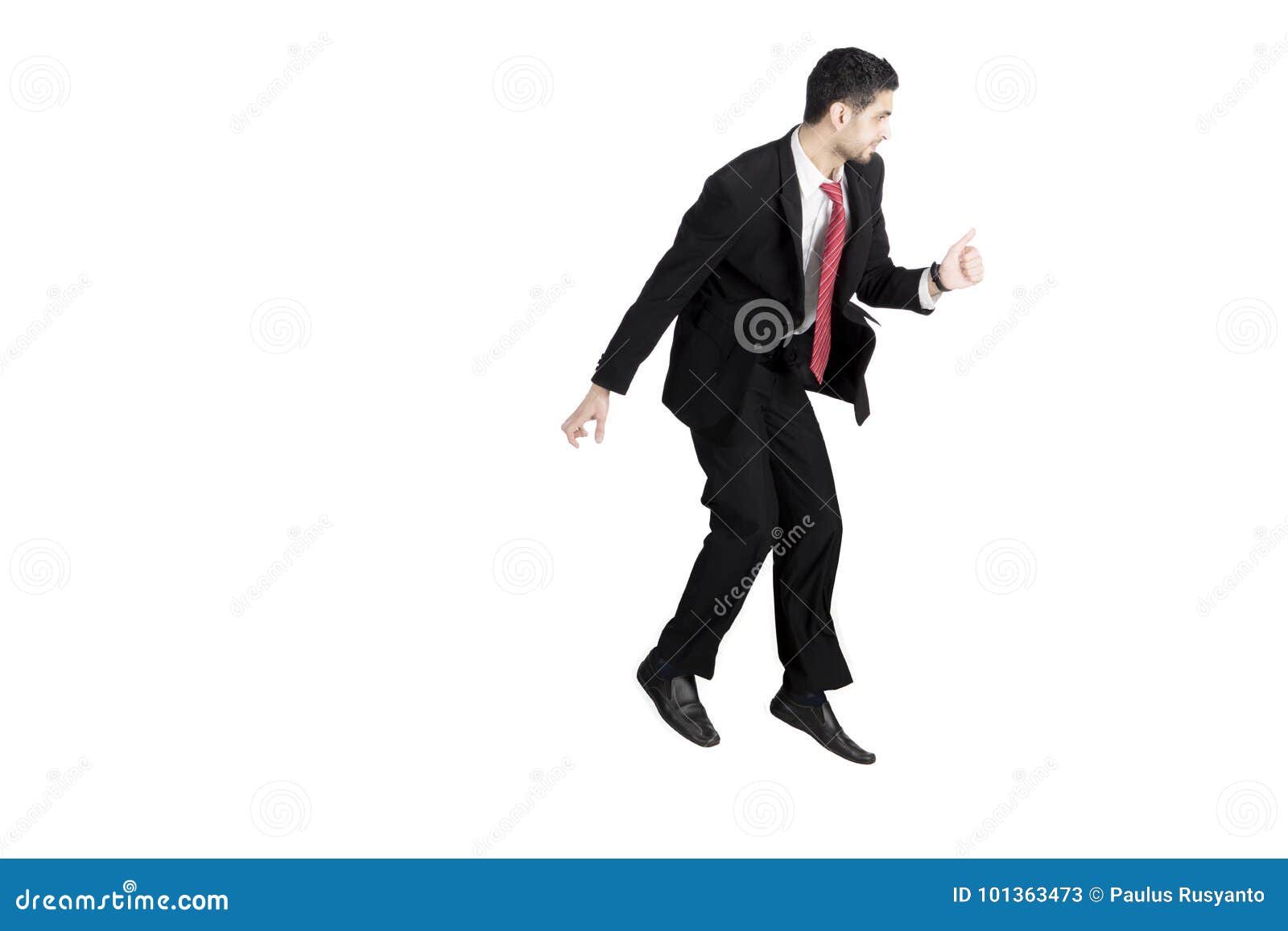 Arabian Manager Jumping and Running on Studio Stock Image - Image of ...