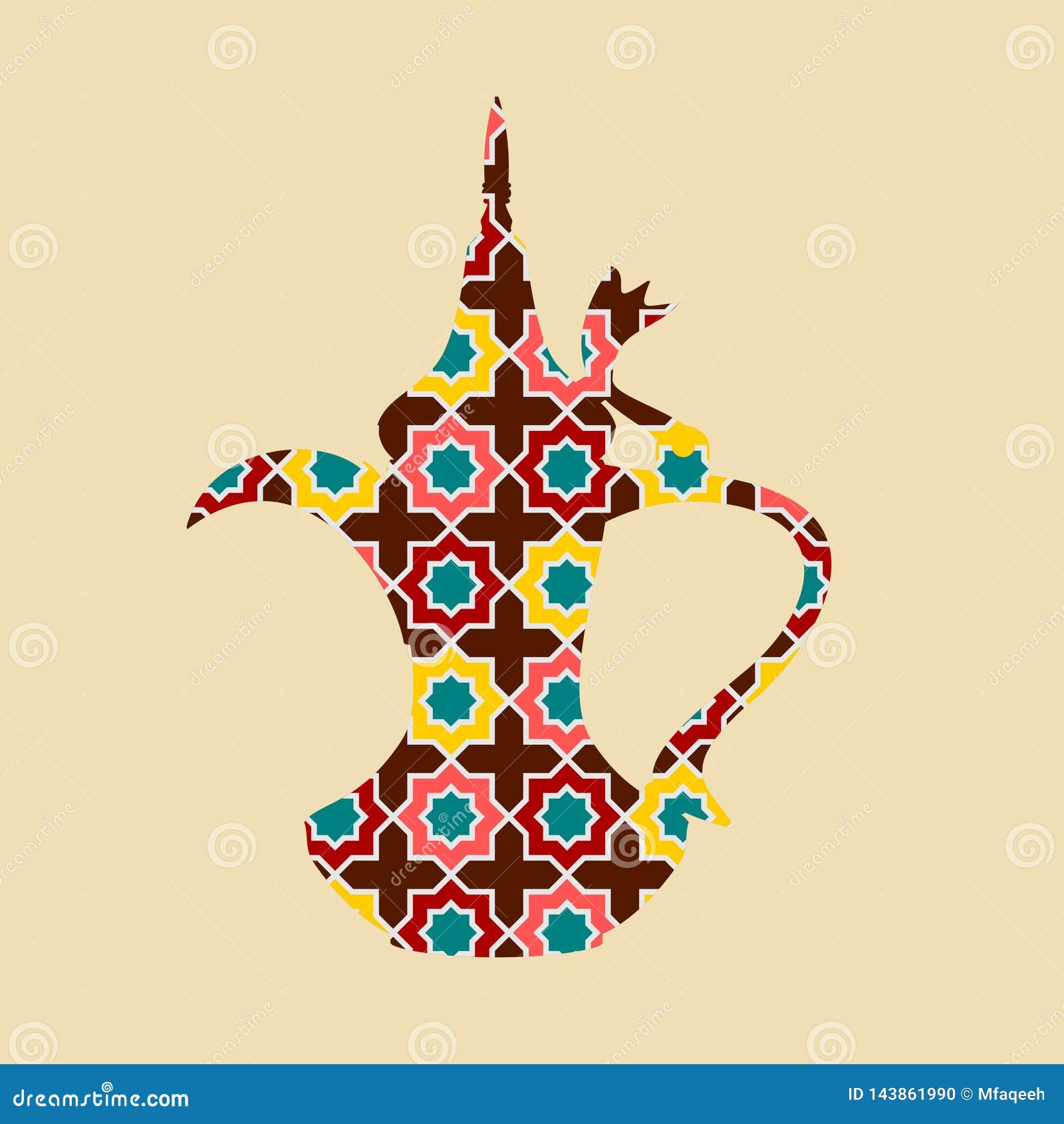 Arabian Mosaic Patterned Dallah Coffee Pot Vector Illustration Stock ...