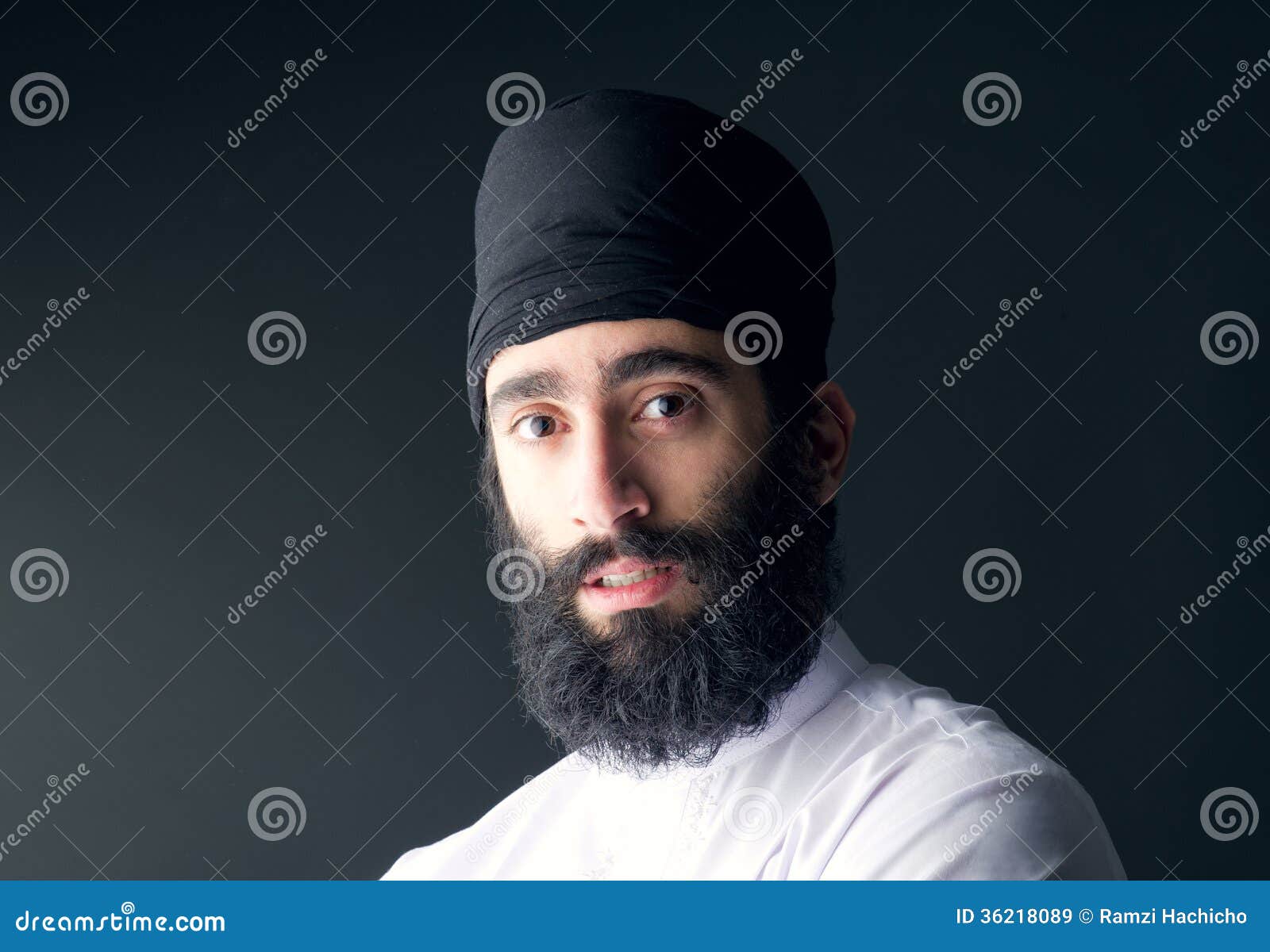Arabian Muslim Man Wearing Black Scarf Looking at the Camera Stock ...