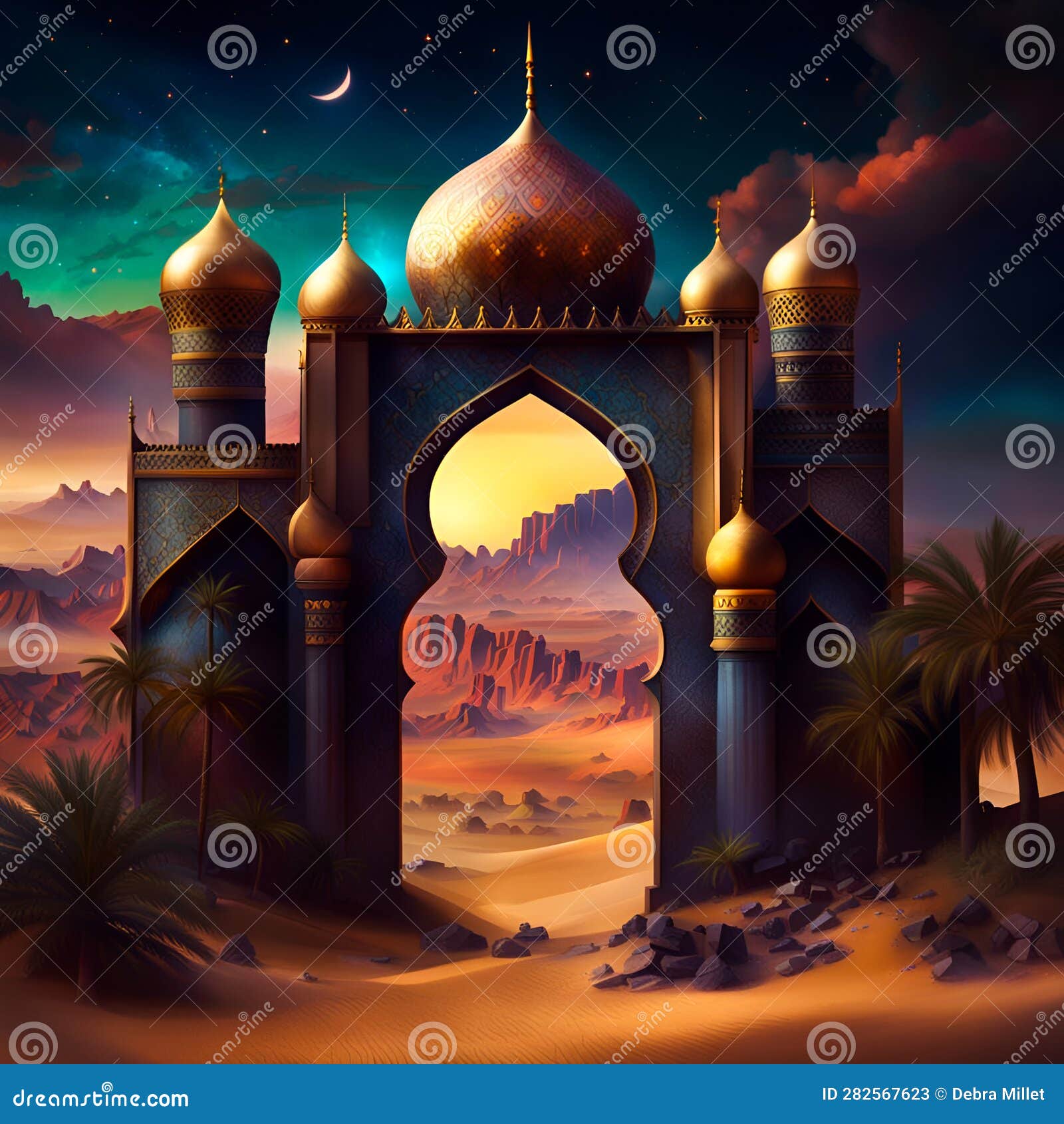 Arabian night scene stock illustration. Illustration of generated ...