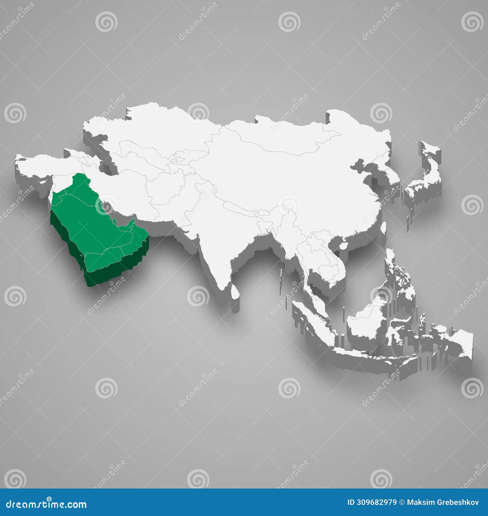 Arabian Peninsula Location within Asia 3d Map Stock Vector ...
