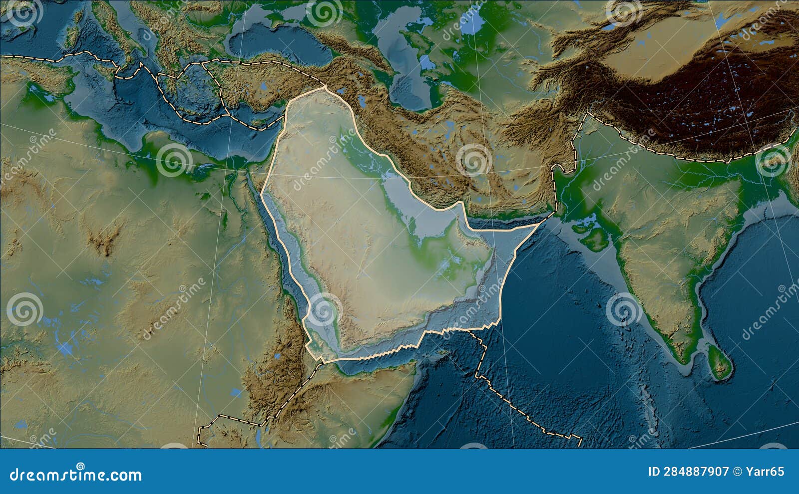 Arabian Plate - Boundaries. Physical Map Stock Illustration ...