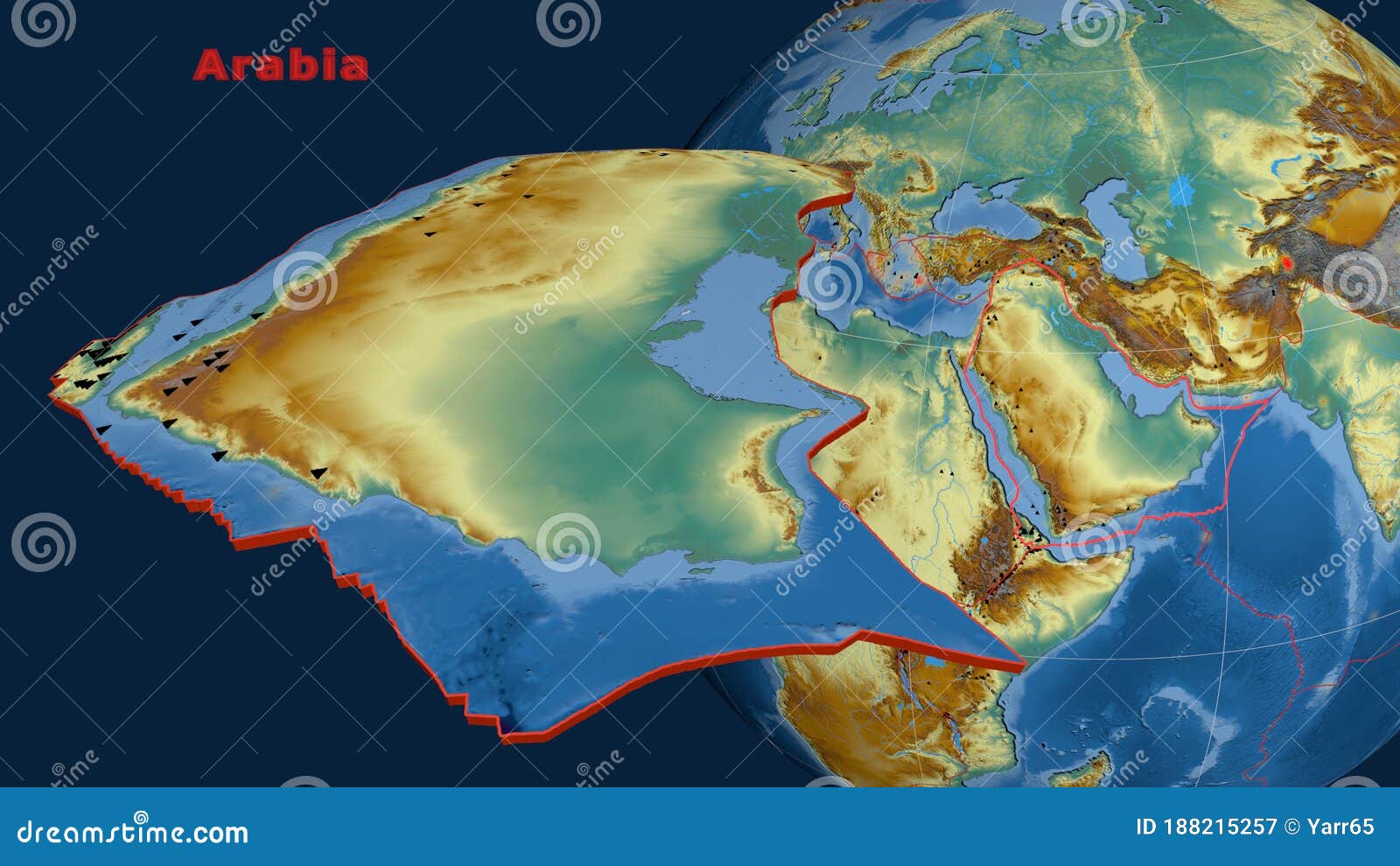 Arabian Plate Described and Presented - Relief Stock Illustration ...
