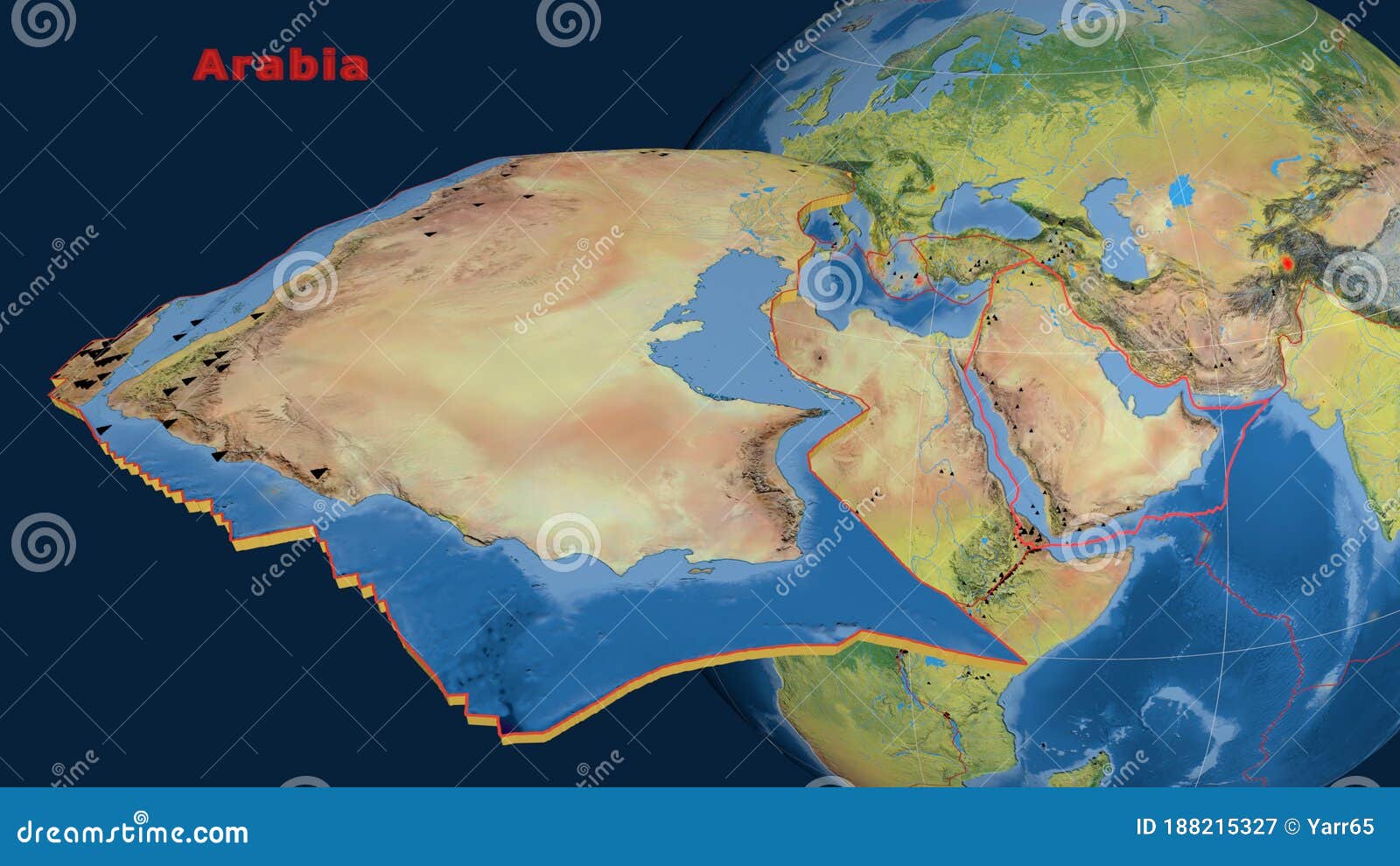 Arabian Plate Described and Presented - Topographic Stock Illustration ...