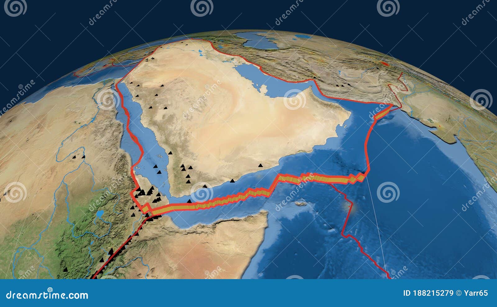Arabian Plate Extruded - Satellite Stock Illustration - Illustration of ...