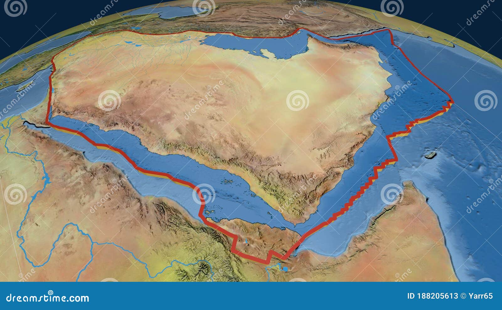 Arabian Plate Extruded - Topographic Stock Illustration - Illustration ...