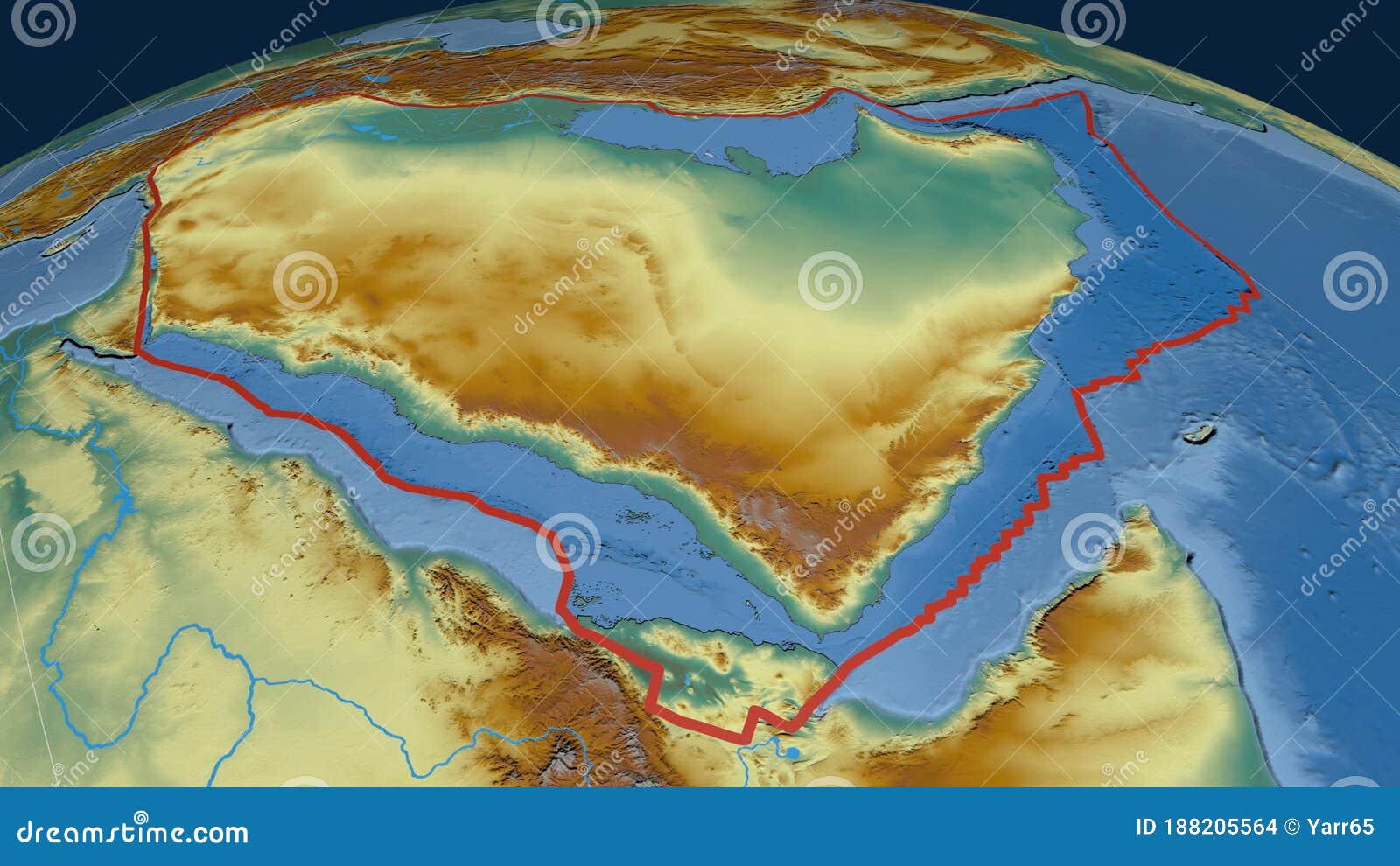 Arabian Plate Outlined - Relief Stock Illustration - Illustration of ...