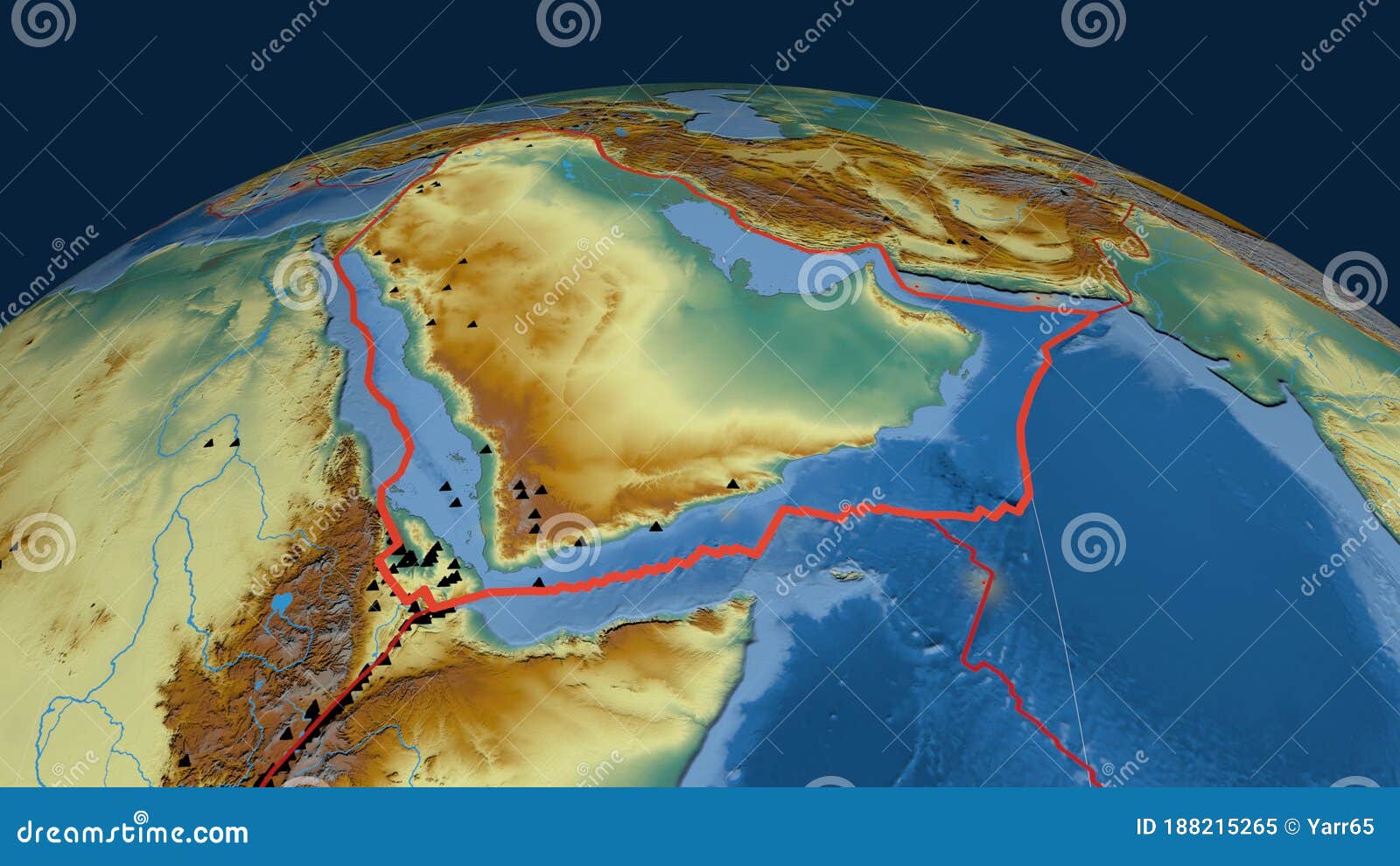 Arabian Plate Outlined - Relief Stock Illustration - Illustration of ...