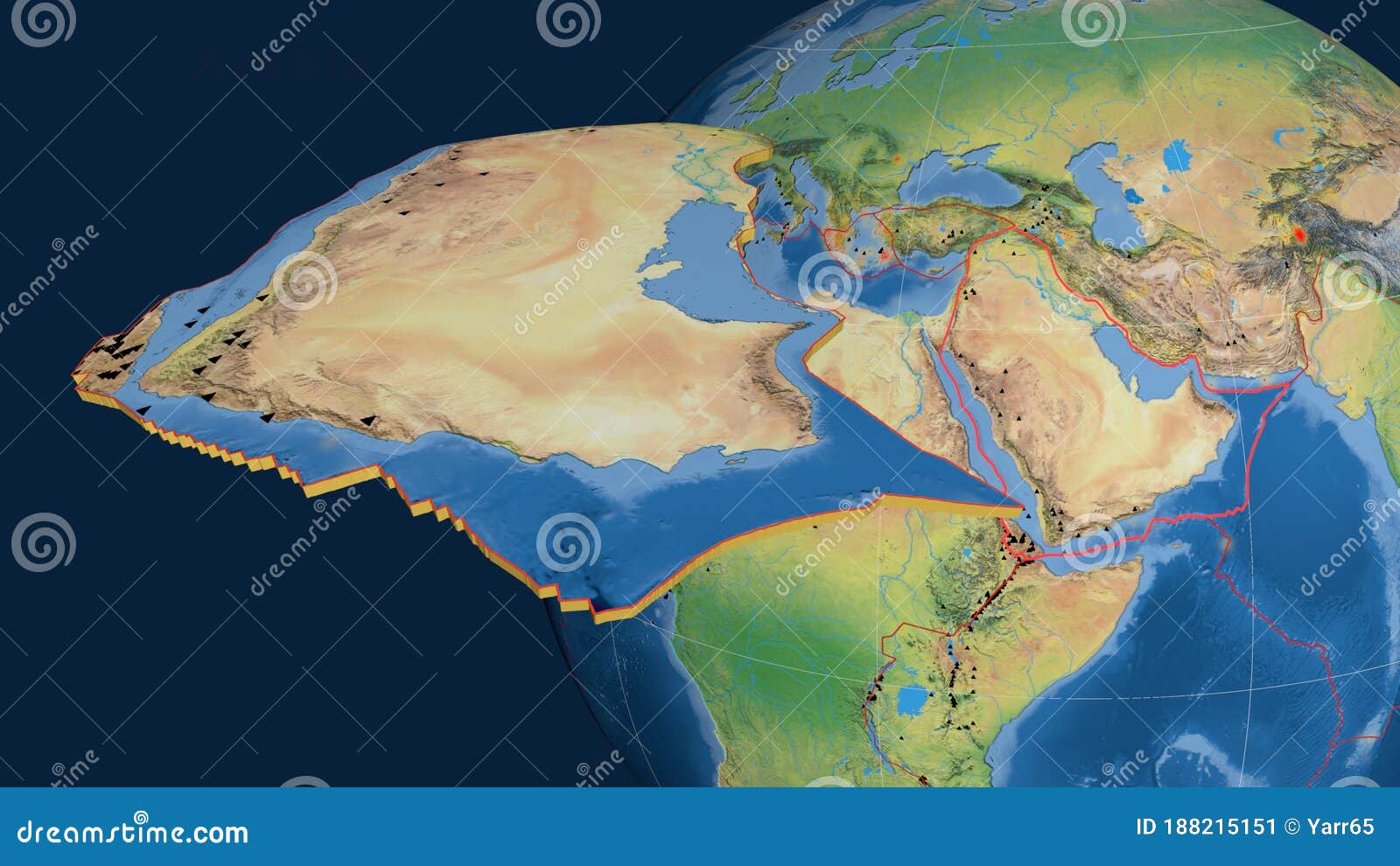 Arabian Plate Presented - Natural Earth Stock Illustration ...