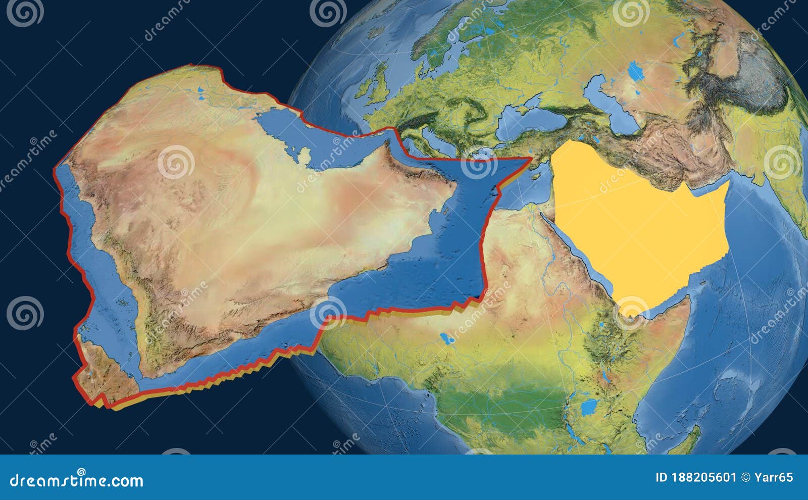 Arabian Plate Presented - Topographic Stock Illustration - Illustration ...