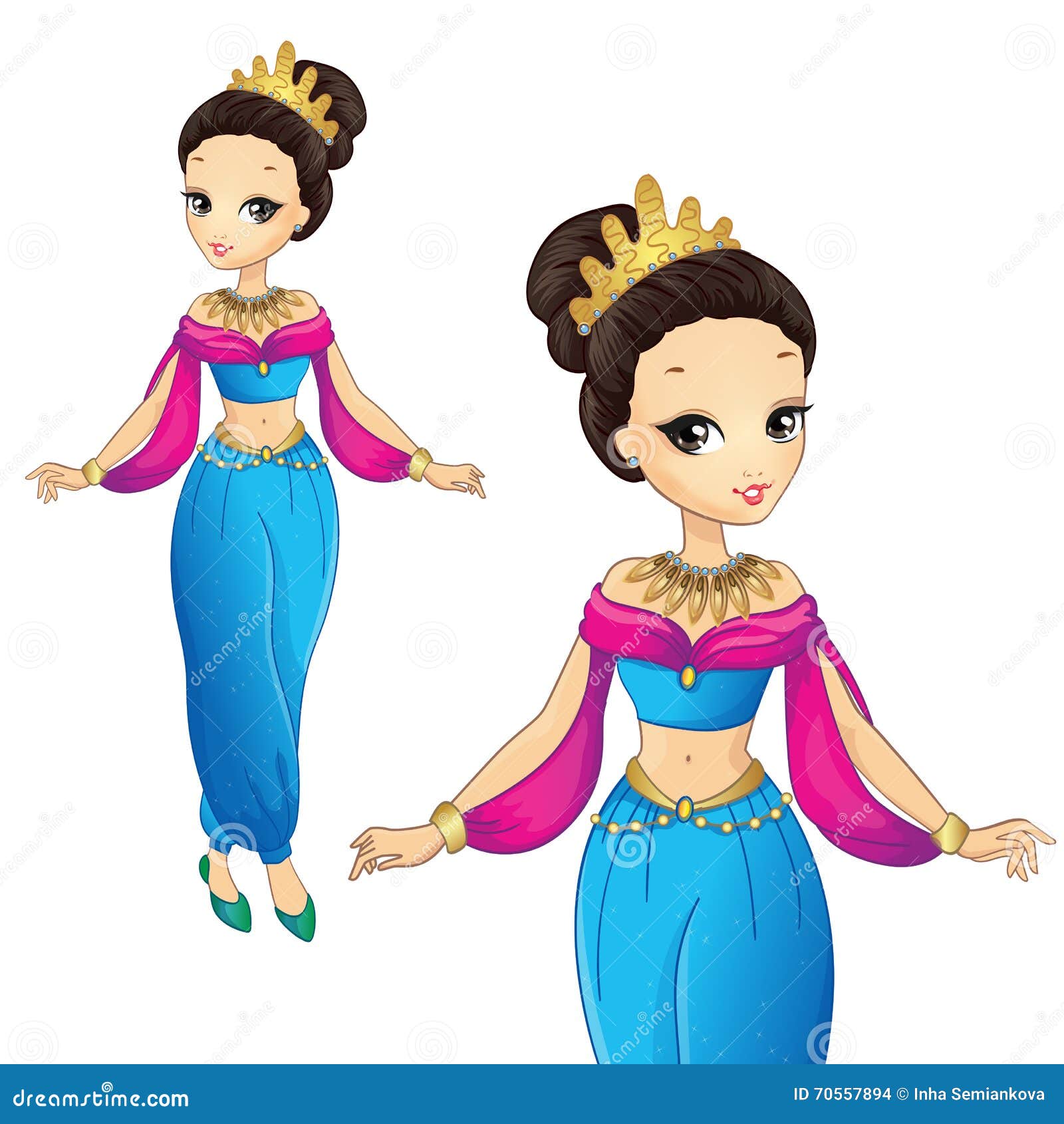 Arabian Princess in Gold Crown Stock Vector - Illustration of magic ...