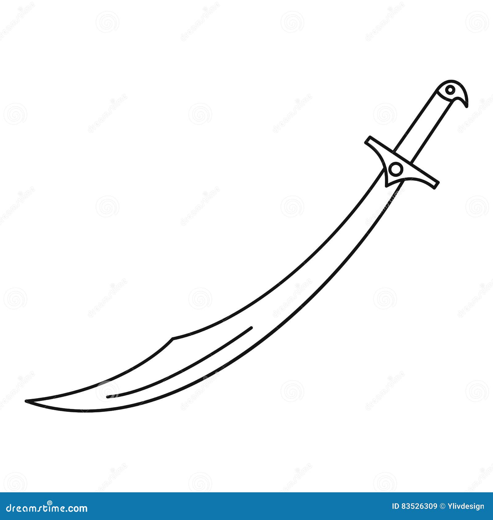 Outline Scimitar Vector Icon. Isolated Black Simple Line Element ...