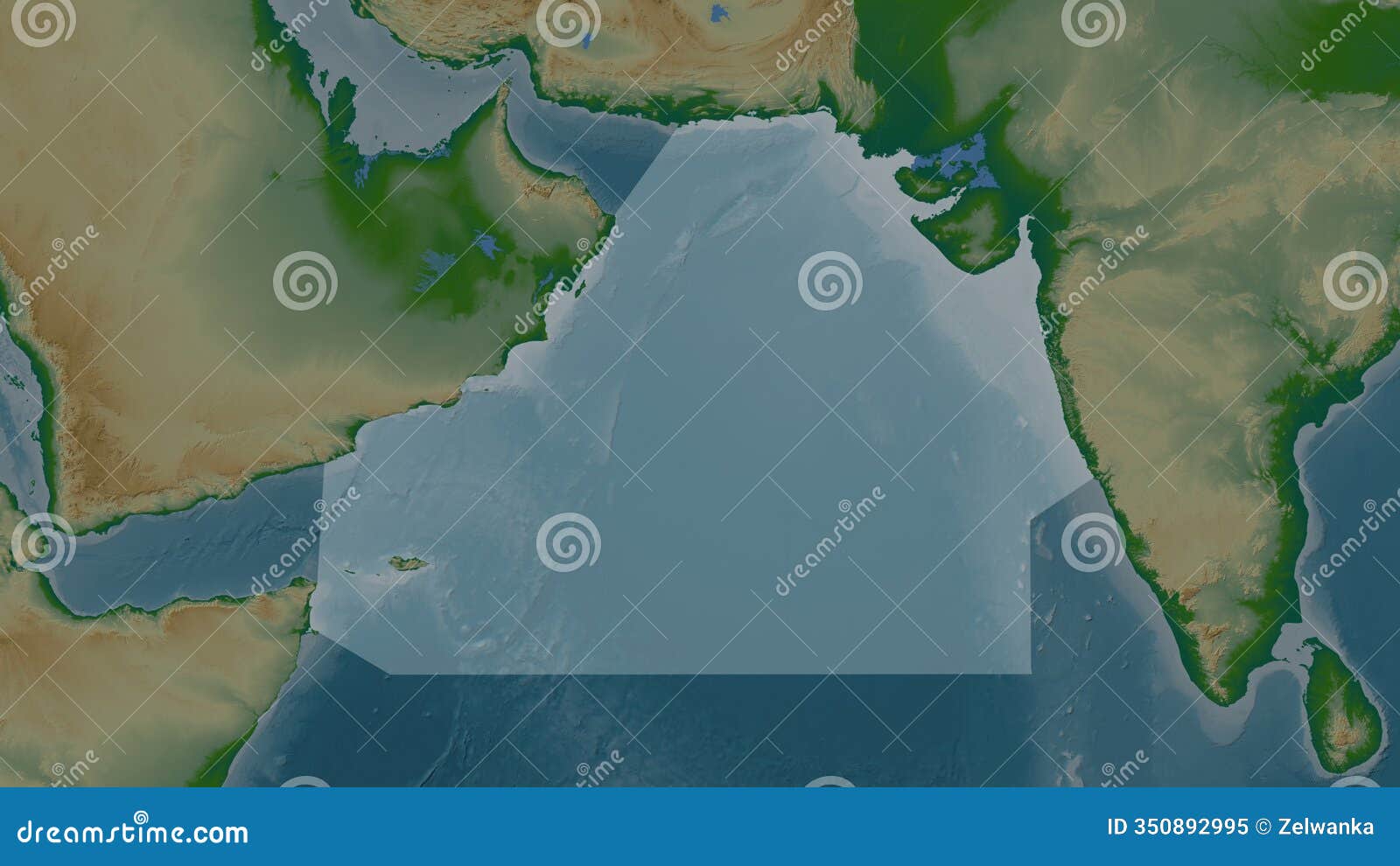 Arabian Sea Highlighted. Physical Map Stock Illustration - Illustration ...