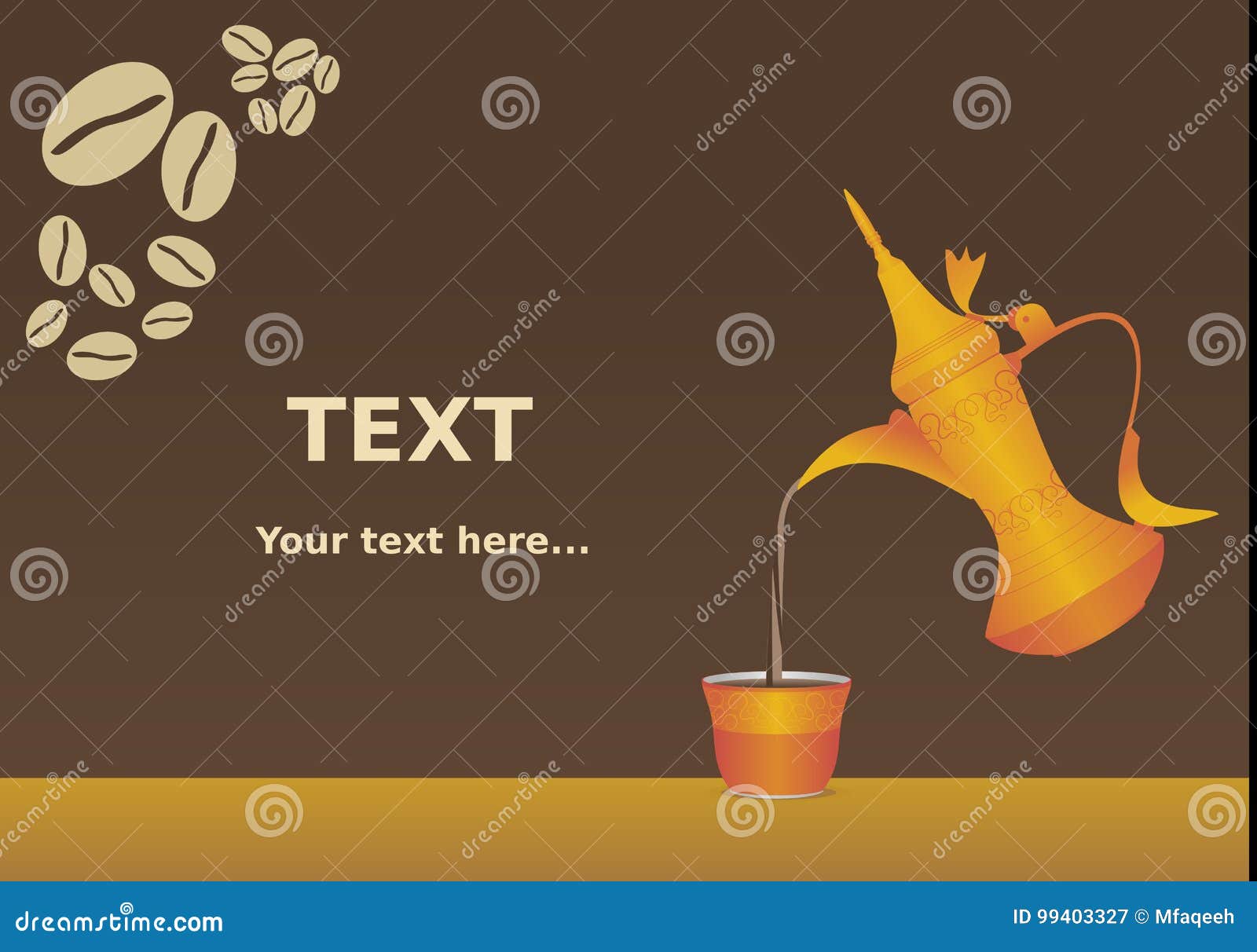 Arabian Style Coffee Vector Illustration for Text Background Stock ...