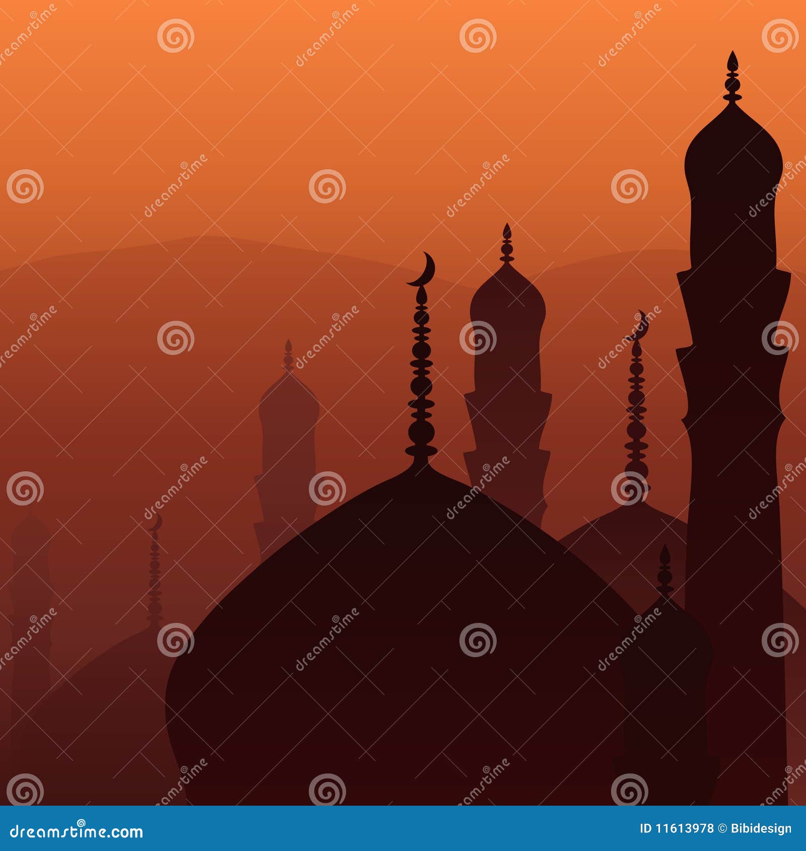 Arabian Sunset stock vector. Illustration of mosque, islam - 11613978