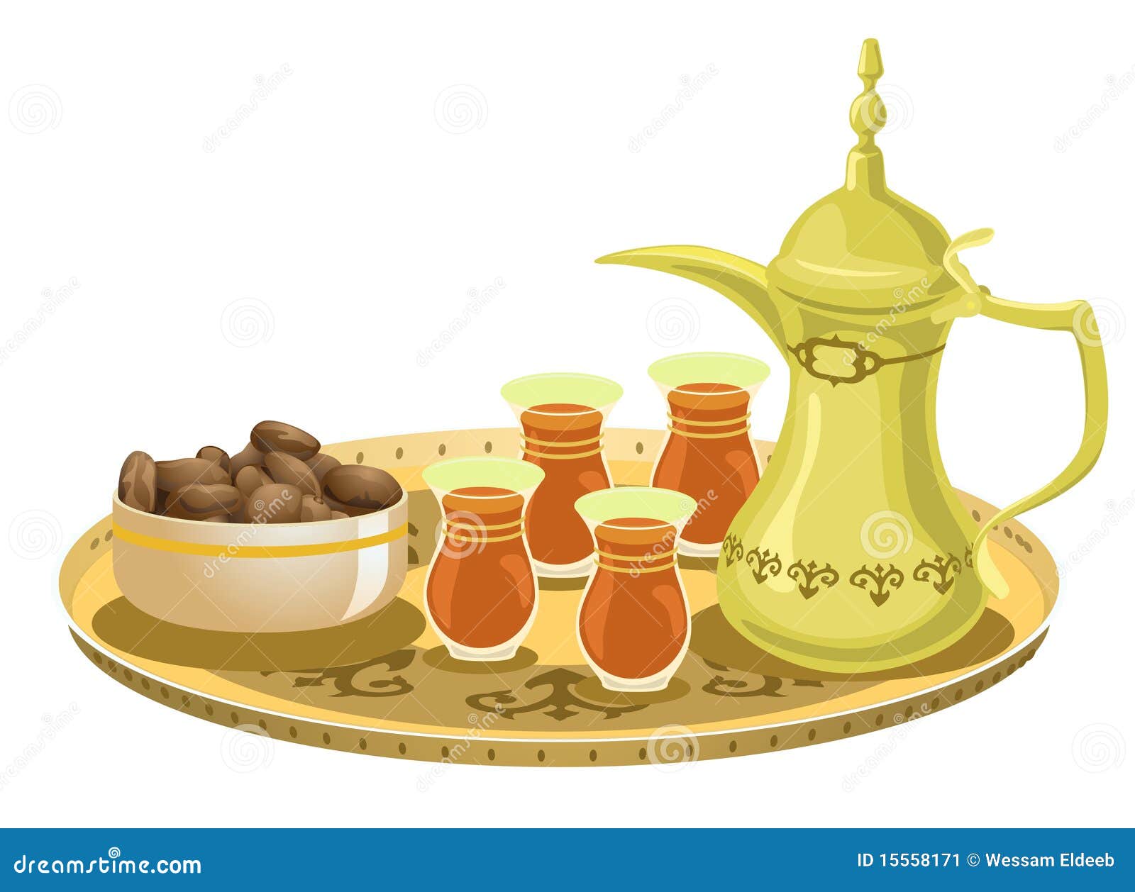 Arabian Tea Set With Dates 2 Cartoon Vector | CartoonDealer.com #15558171