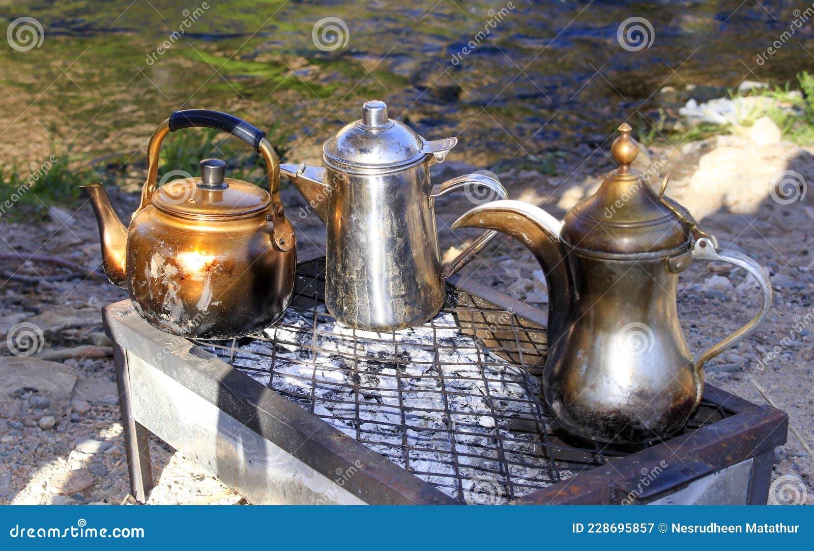 Arabian Traditional Teapot Making Tea on Stove Stock Image - Image of ...