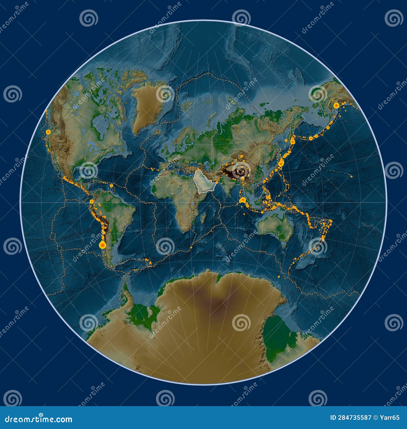 Arabian Tectonic Plate. Physical. Lagrange. Earthquakes and Boun Stock ...