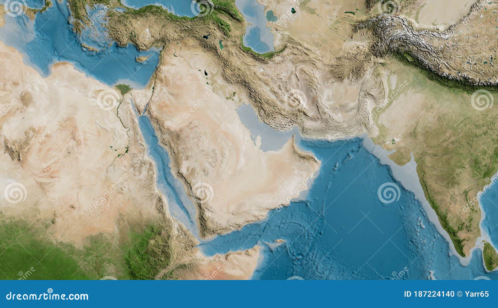 Arabian Tectonic Plate - Raster. Satellite Stock Illustration ...