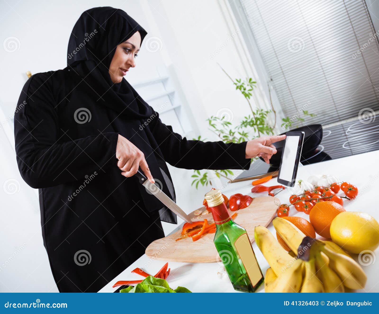Arabian Woman Cooking in the Kitchen Stock Image - Image of fresh, home ...
