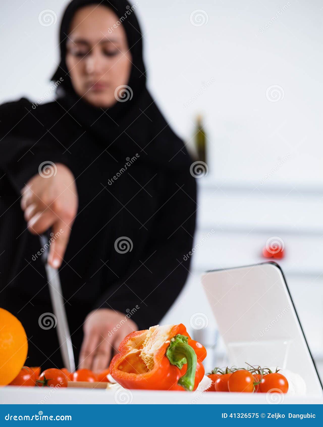 Arabian Woman Cooking in the Kitchen Stock Image - Image of islam ...