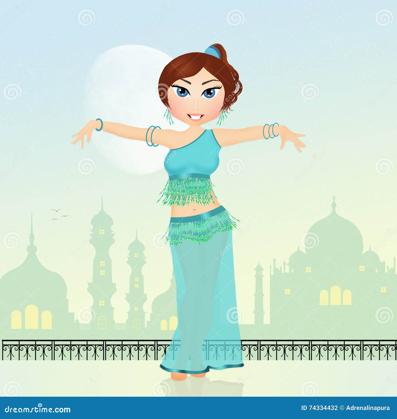 Arabian woman stock illustration. Illustration of dancing - 74334432