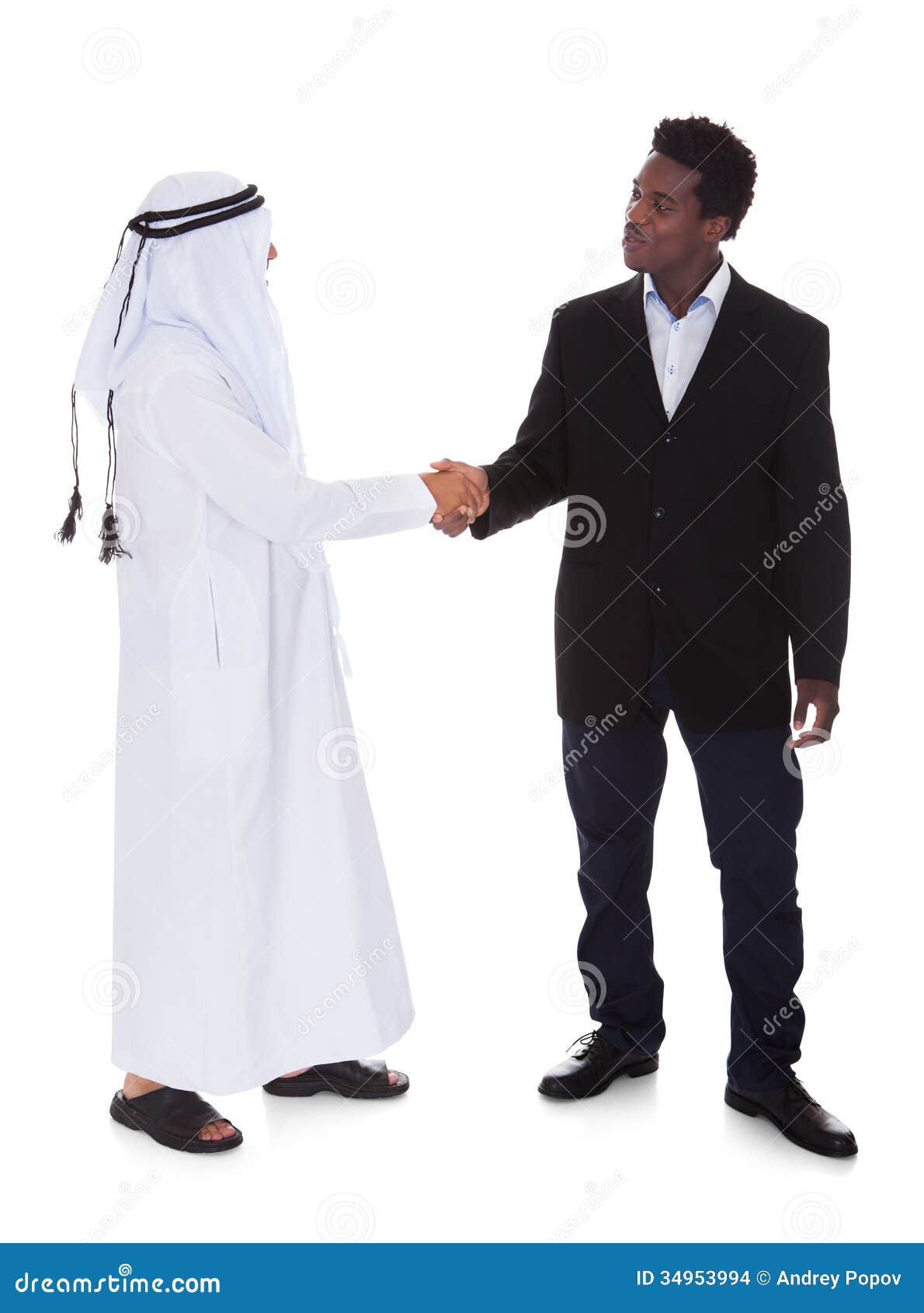 Arabic and African Man Shaking Hands Stock Photo - Image of handshake ...