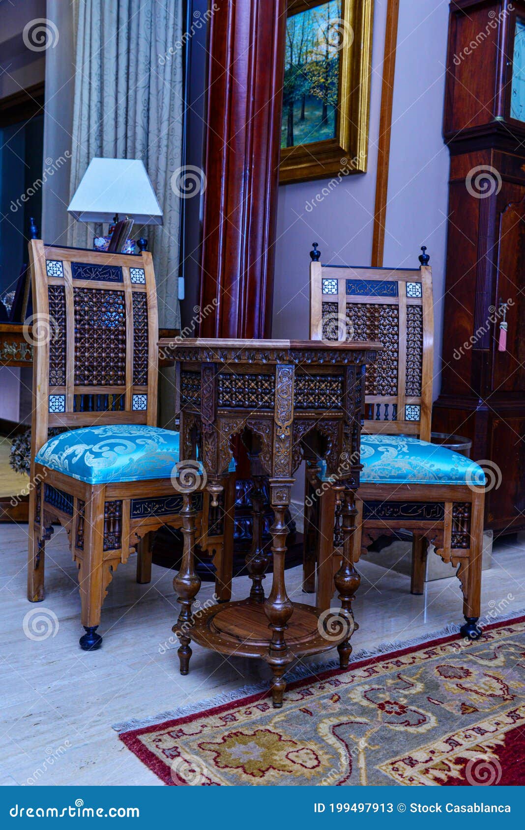 Arabic Antiques Store. Two Chairs and a Traditional Arabic Table ...