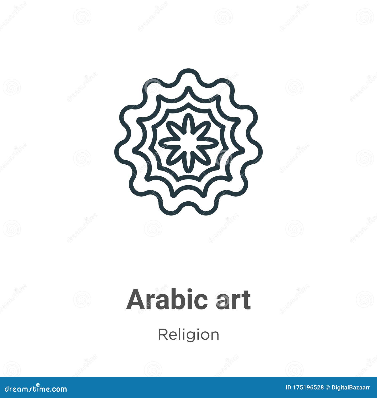 Arabic Art Outline Vector Icon. Thin Line Black Arabic Art Icon, Flat ...