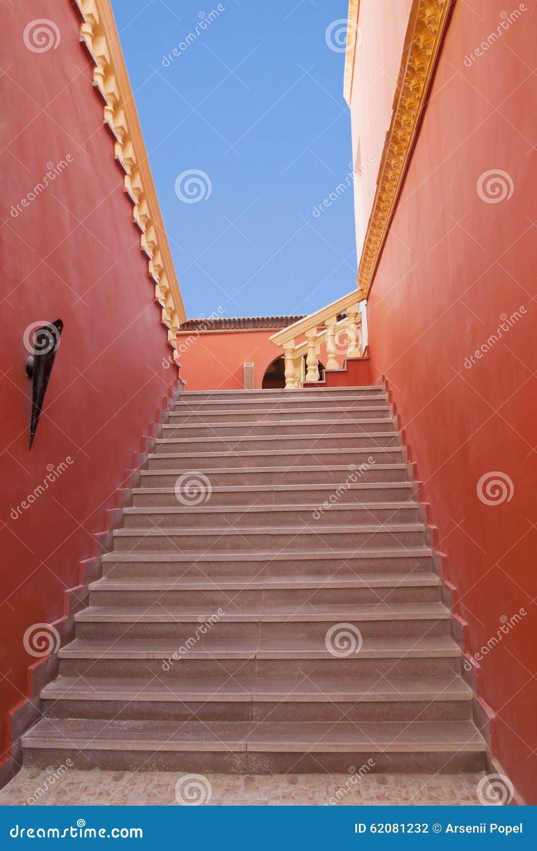 Arabic Beautiful Old Staircase with Blue Sky Stock Photo - Image of ...