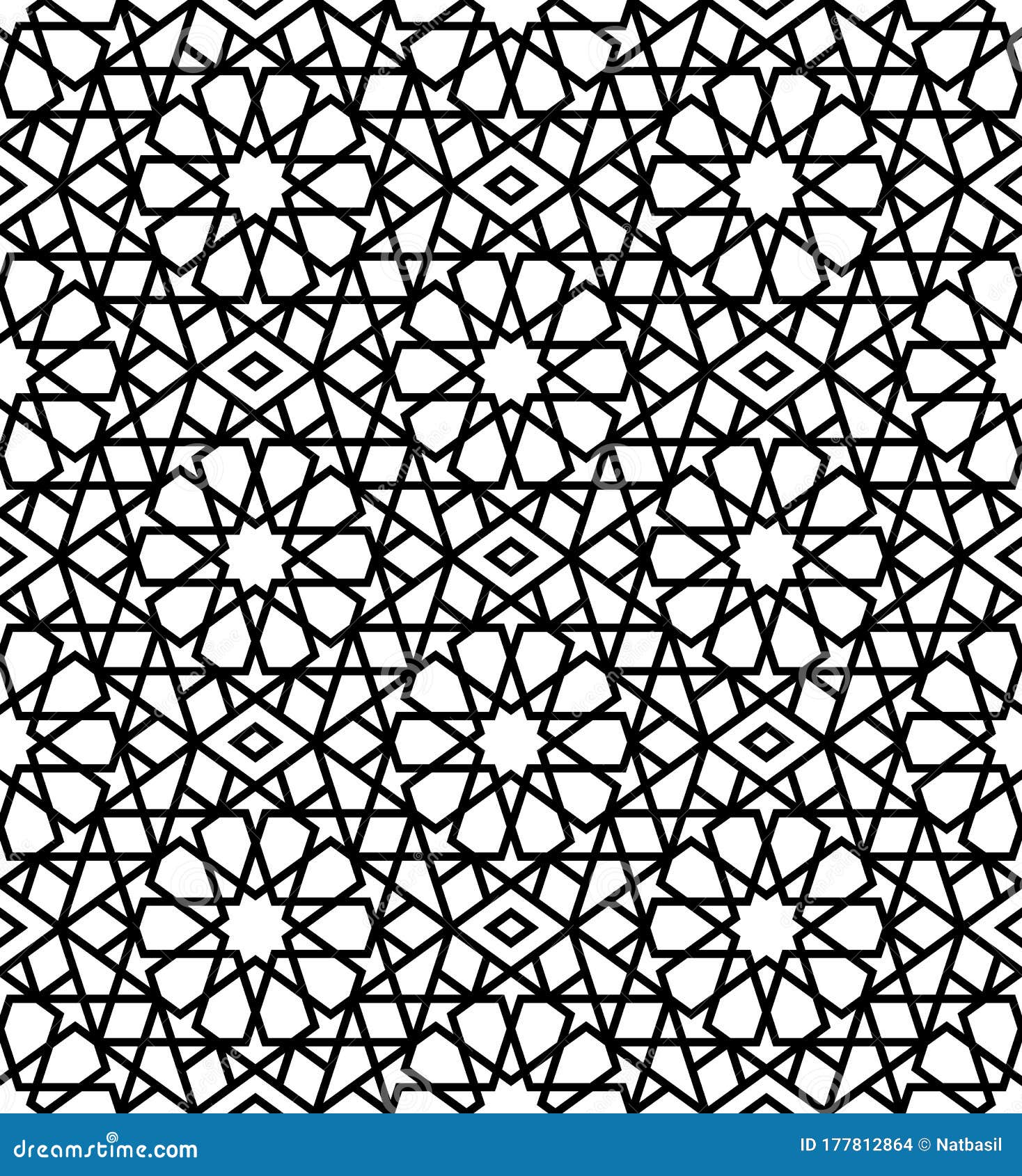 Arabic Black and White Seamless Pattern Stock Vector - Illustration of ...