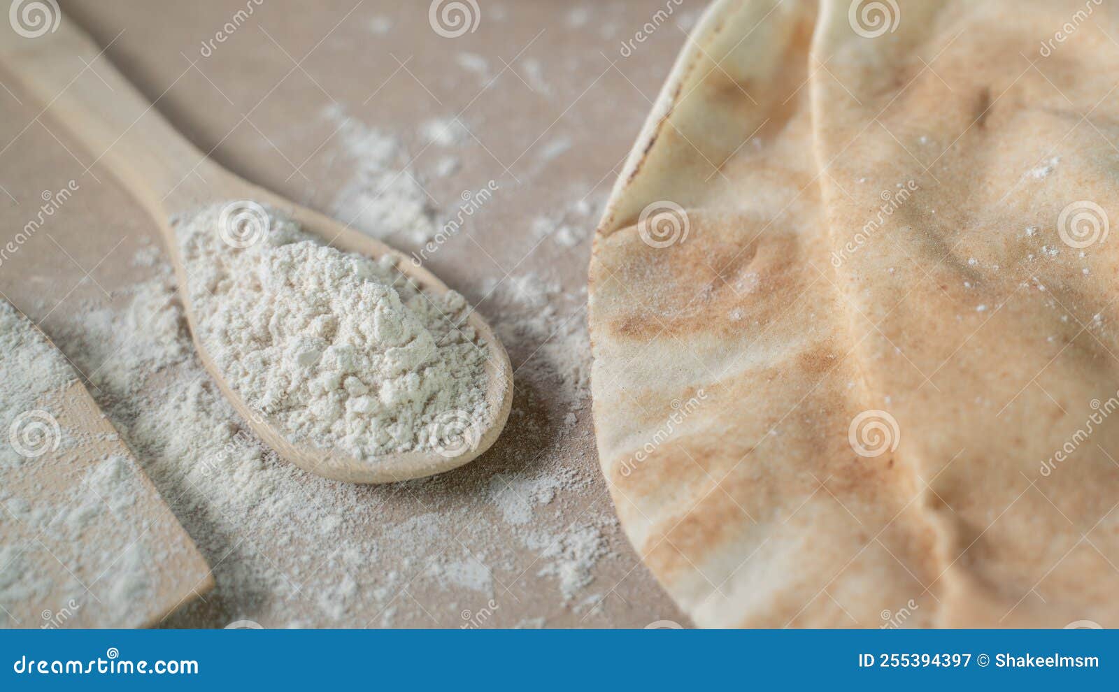 Arabic Bread on a Table in the Bakery Kitchen Stock Image - Image of ...