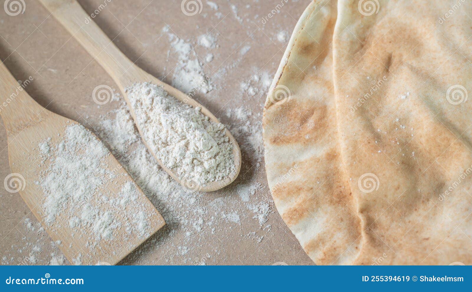 Arabic Bread on a Table in the Bakery Kitchen Stock Image - Image of ...