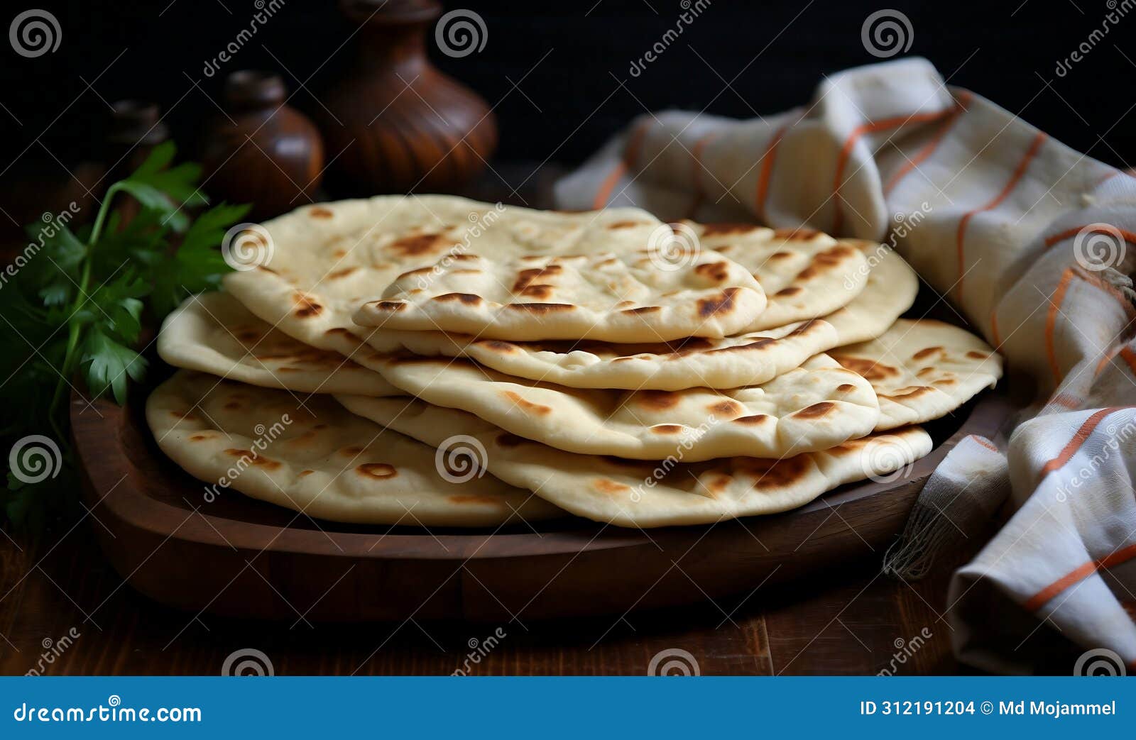 Arabic Bread. Flat Pita Bread Stock Photo - Image of round, tasty ...