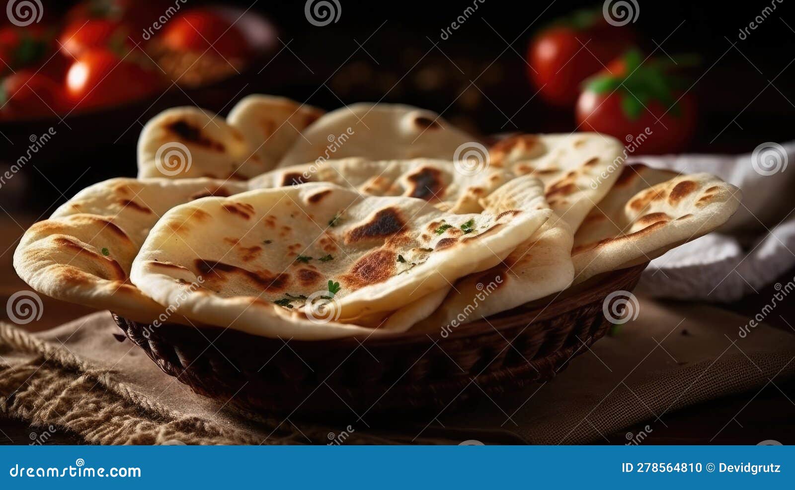 Khubz Round Lavash Bread Traditional Arab Middle East Food Drawing ...