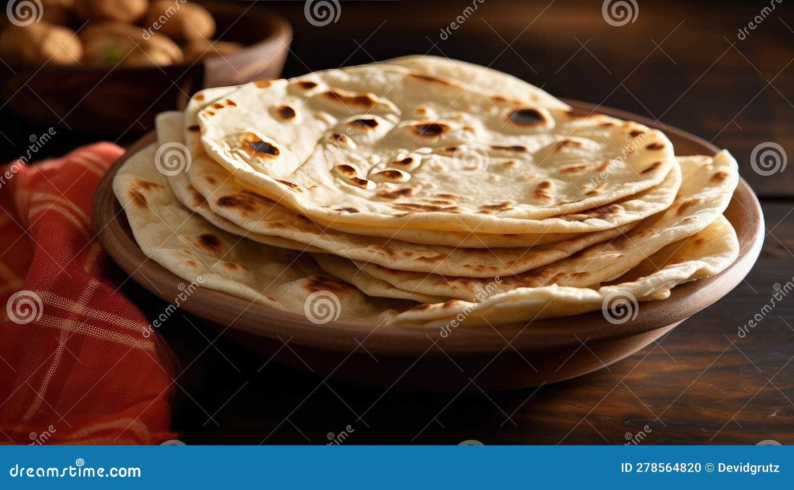 Khubz Round Lavash Bread Traditional Arab Middle East Food Drawing ...