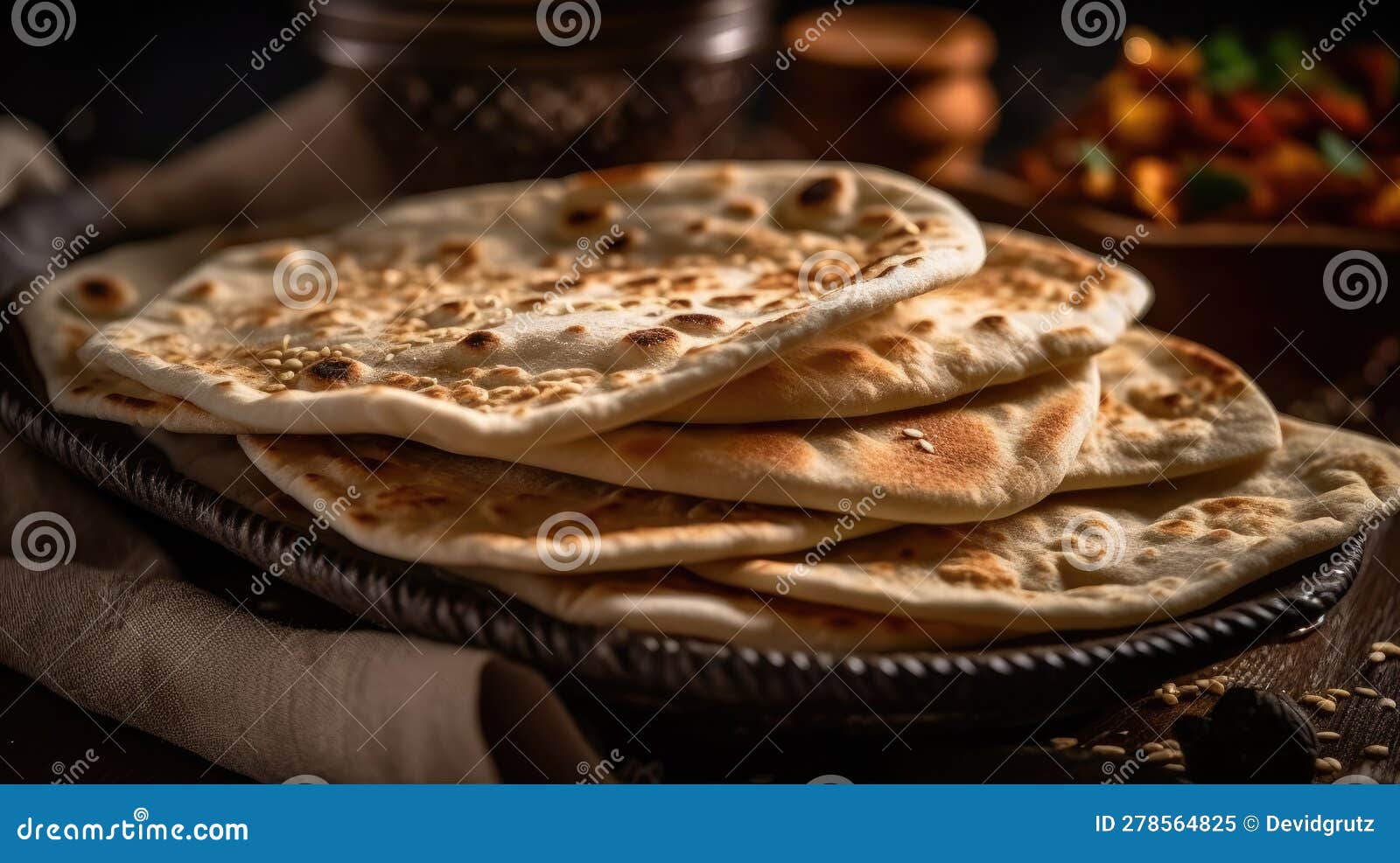 Arabic Bread. Flat Pita Bread Stock Illustration - Illustration of pita ...