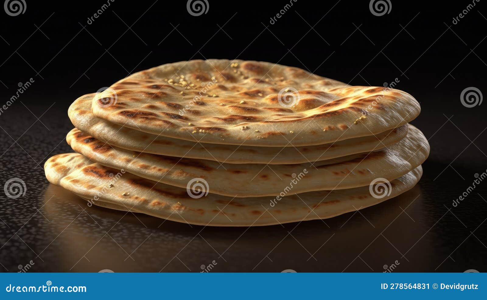 Khubz Round Lavash Bread Traditional Arab Middle East Food Drawing ...