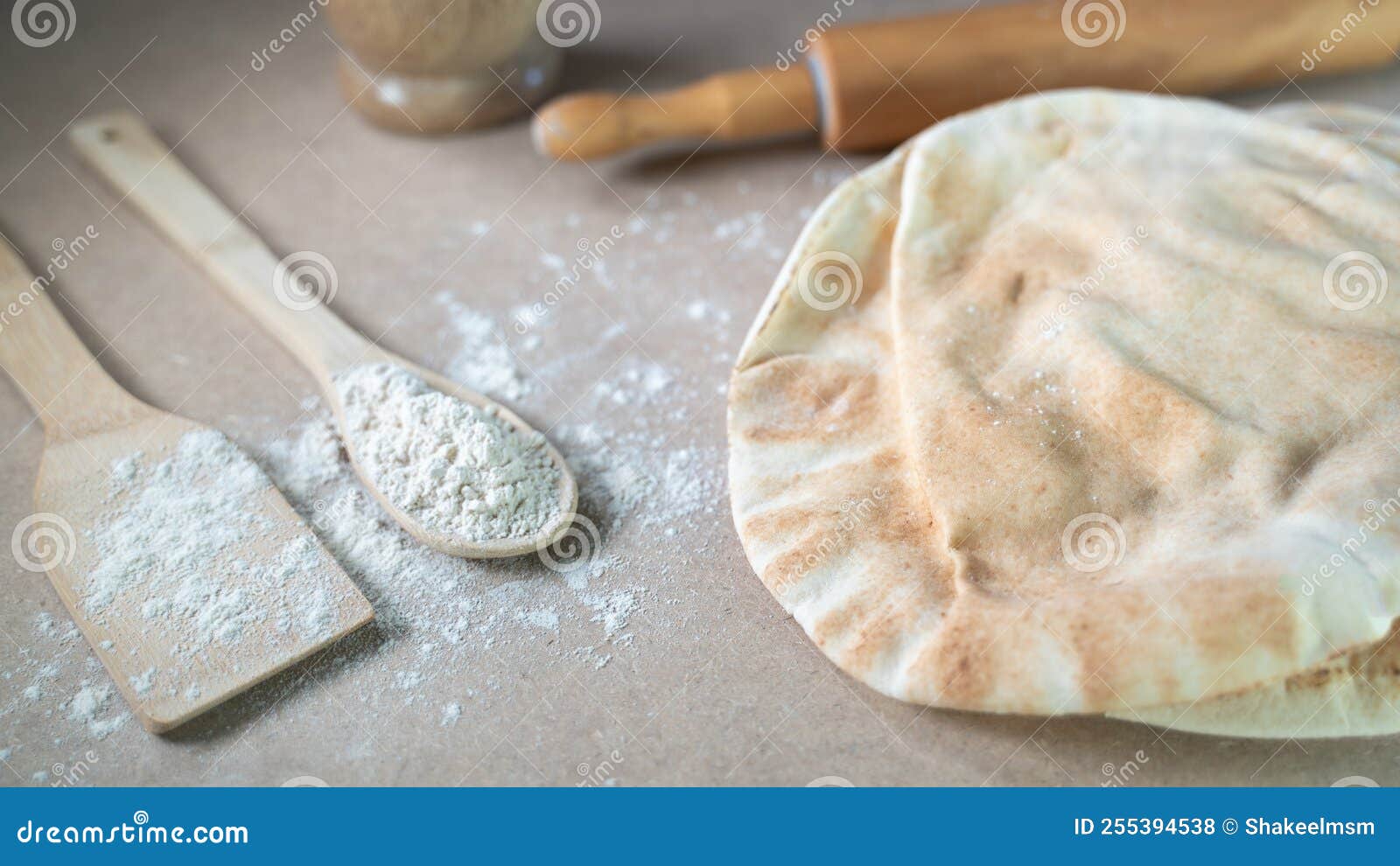 Arabic Bread on a Table in the Bakery Kitchen Stock Photo - Image of ...