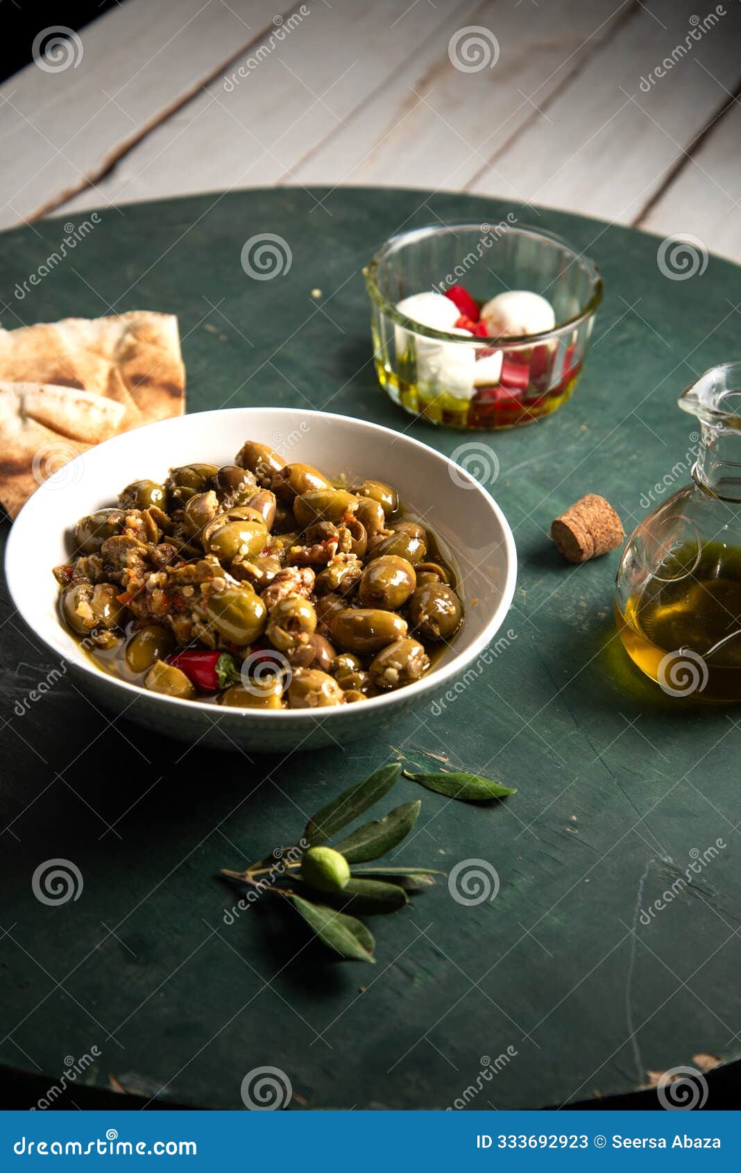 Arabic Breakfast Spreaad with Olives and Labaneh Stock Image - Image of ...