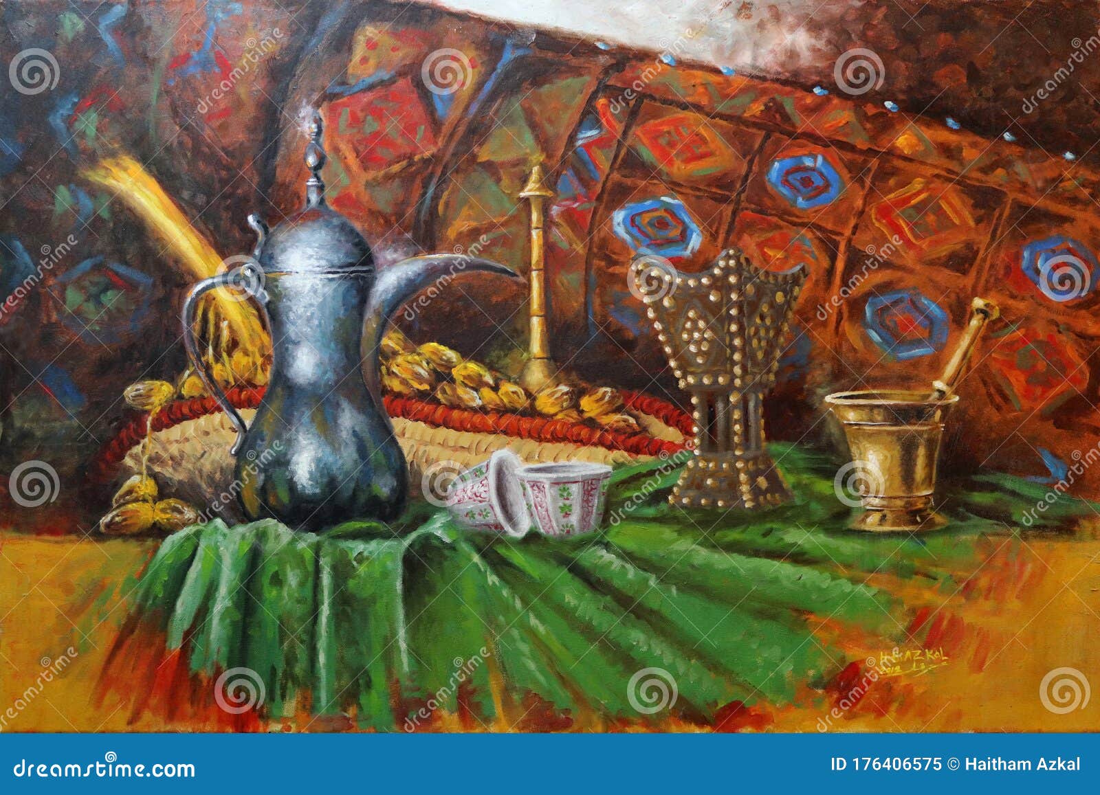 A Still Life Painting of the Heritage of Arab Islamic Oil Colors Stock ...