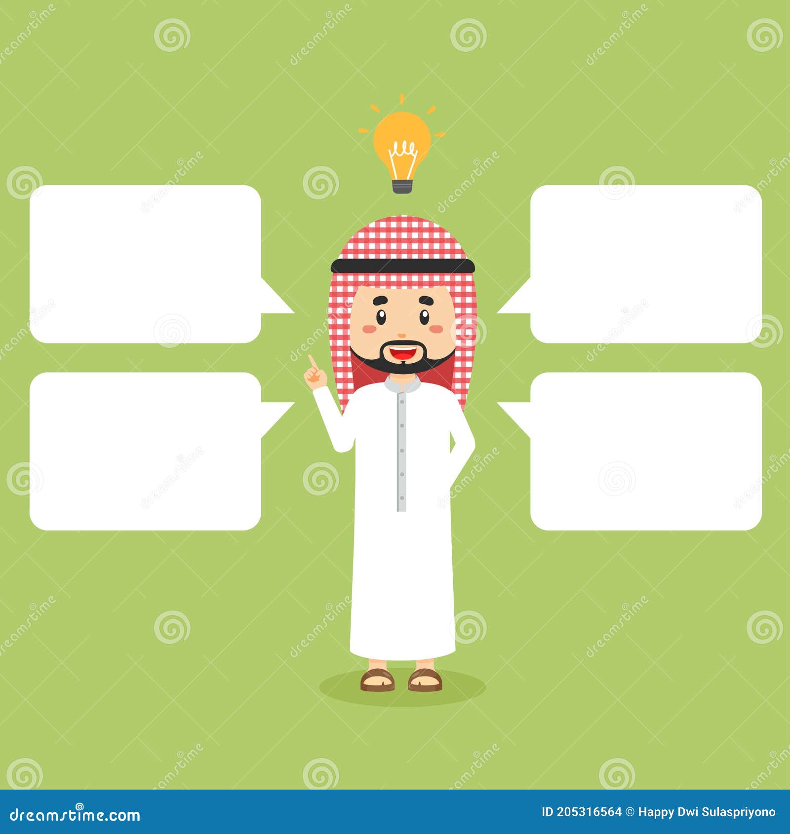 Arabic Character Shows Get Idea with Bubble Text Stock Vector ...