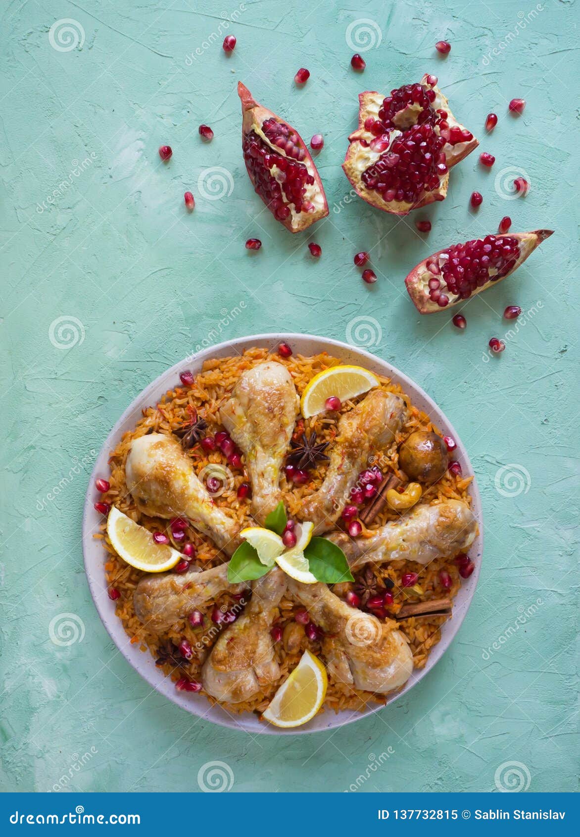 Arabic Chicken Kabsa. Arabic Food. Top View. Stock Image - Image of ...