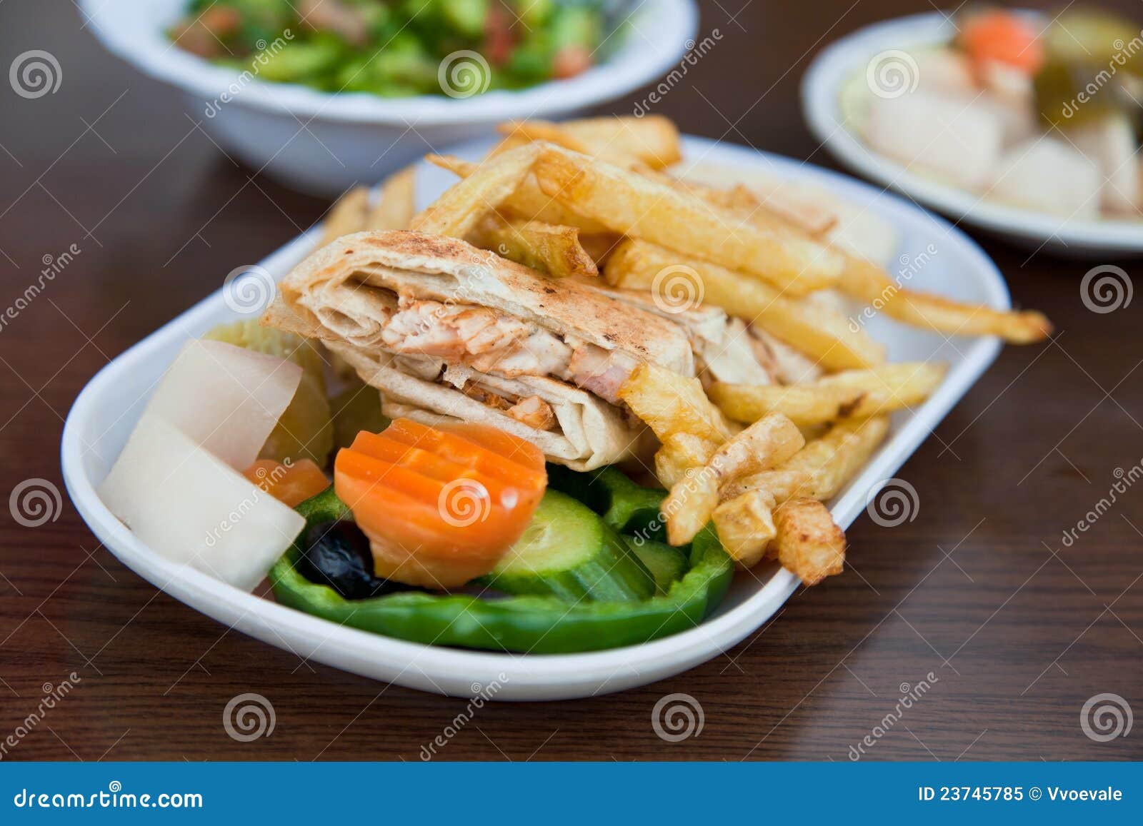 Arabic Chicken Shawarma With Garlic Sauce And Pickle. Stock Photography ...