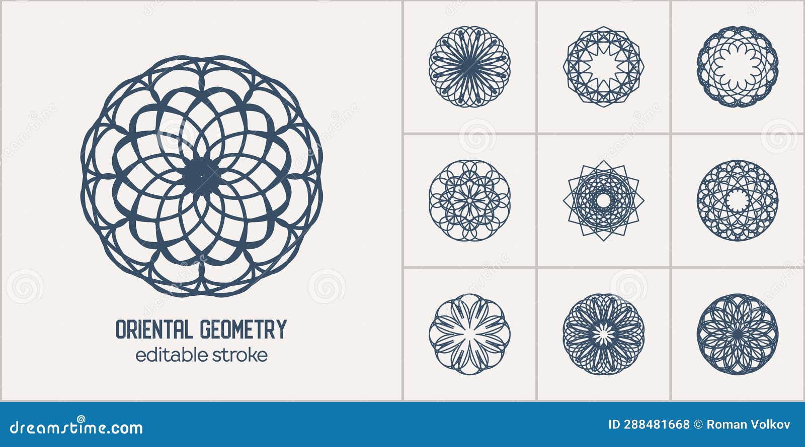 Arabic Circular Geometric Emblems Set Stock Vector - Illustration of ...