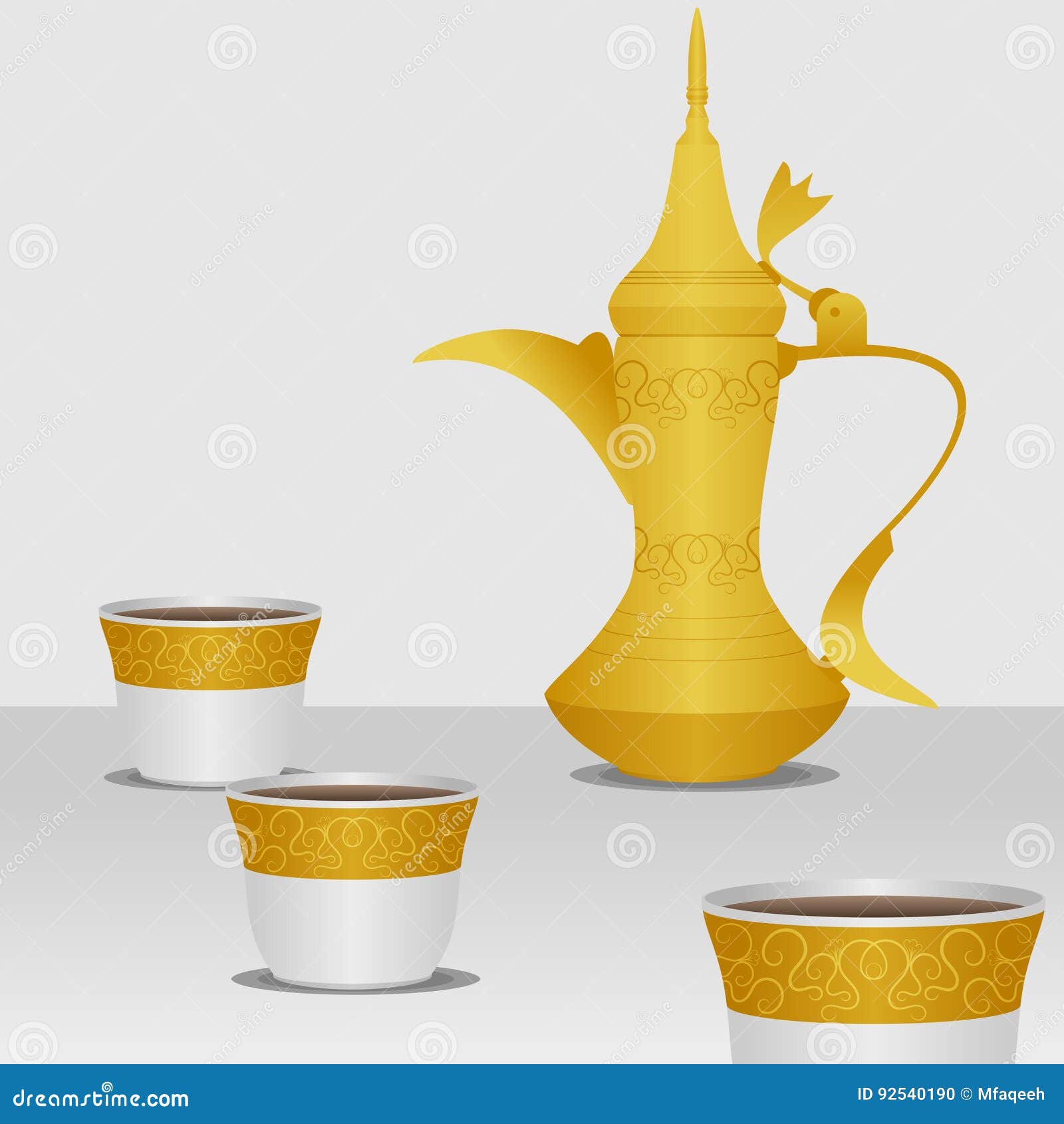 Traditional Gahwa Coffee, Popular In Bahrain Cartoon Vector ...