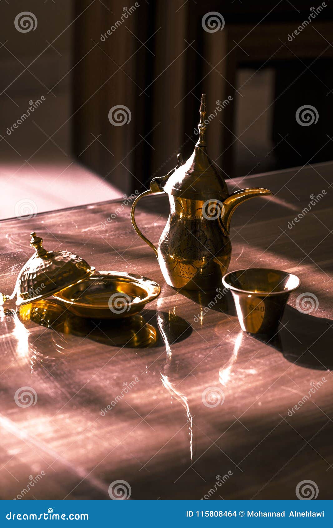 Arabic coffee pot `Dallah` stock photo. Image of brown - 115808464