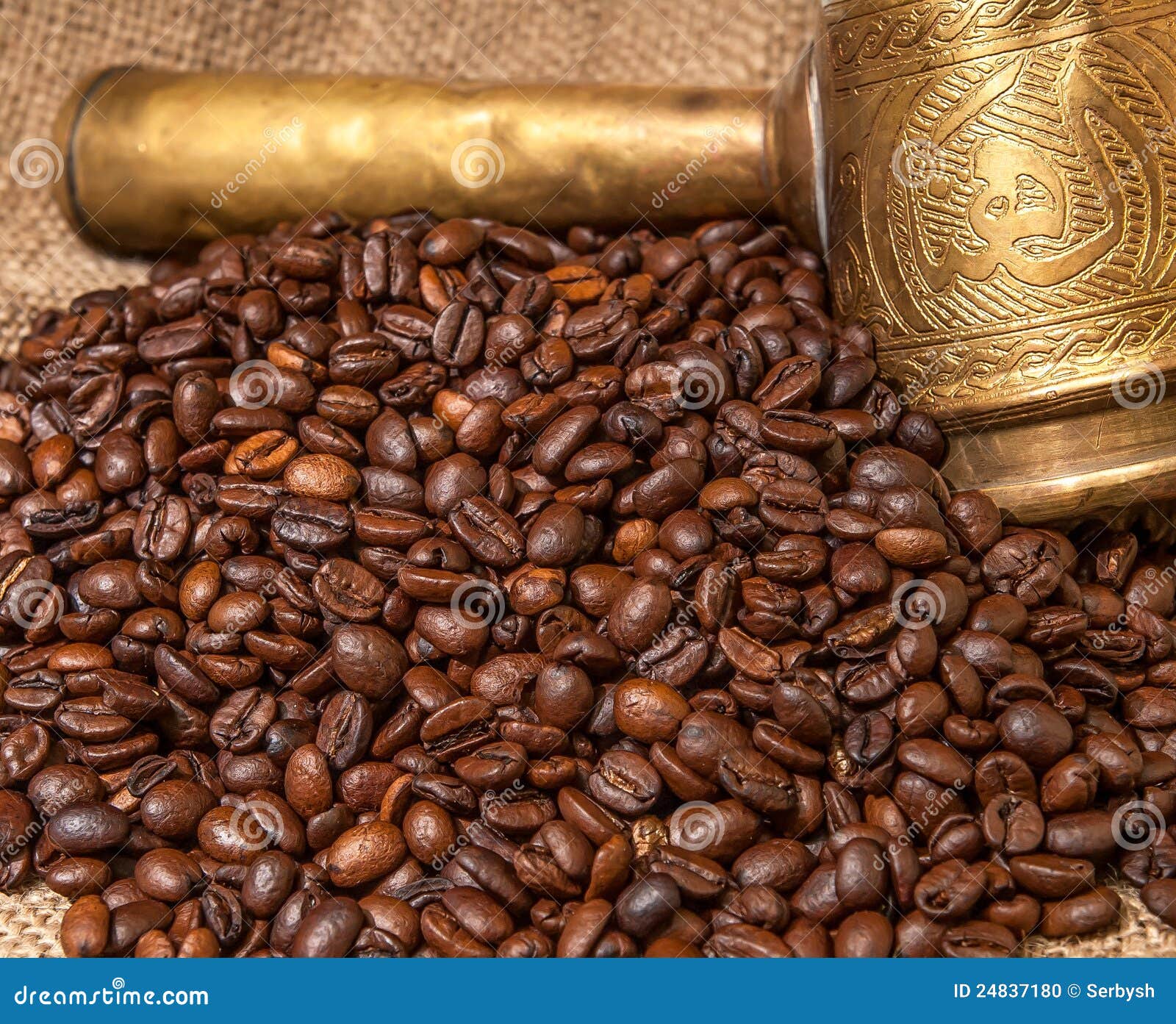 Arabic Copper Turks, Coffee Grains Stock Photo - Image of morning ...