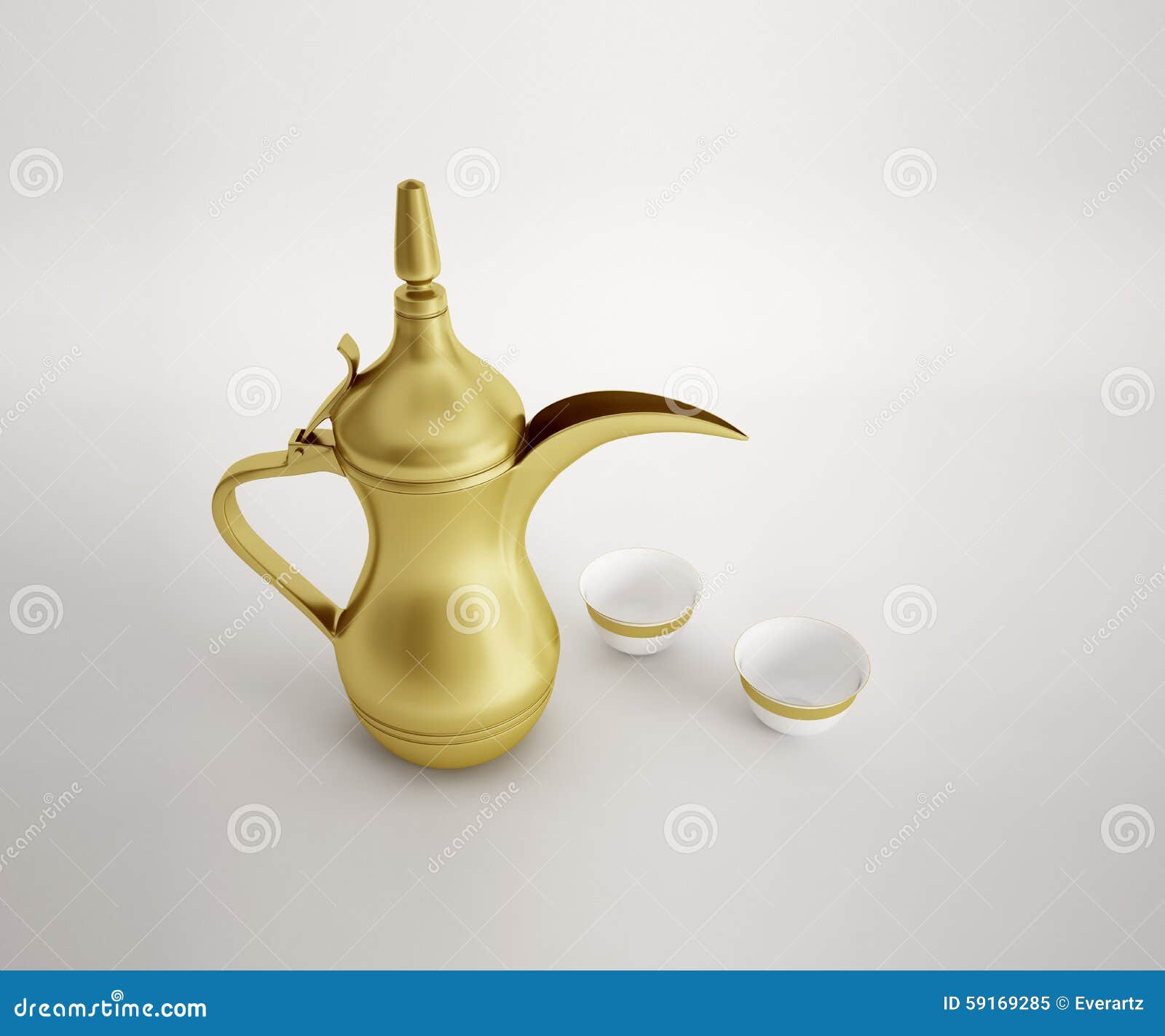 Arabic Dallah With Coffee Cup And Arabic Calligraphy Stock Photography ...